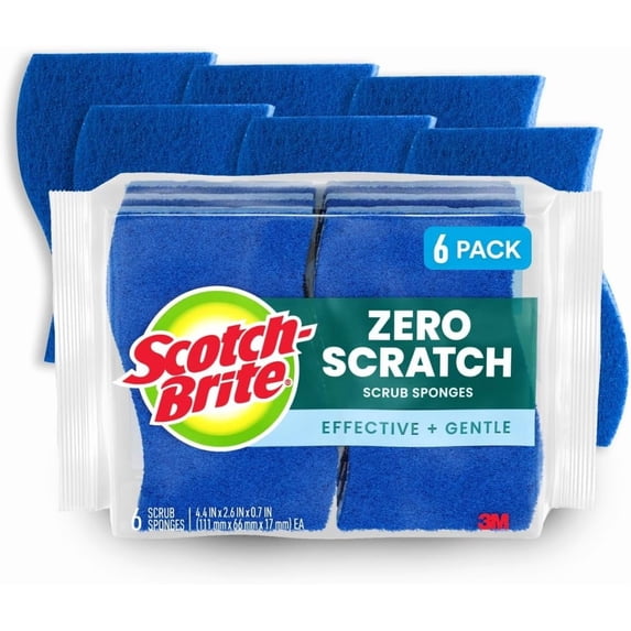 Zero Scratch Scrub Sponge, 6 Kitchen Sponges for Cleaning Around the ...
