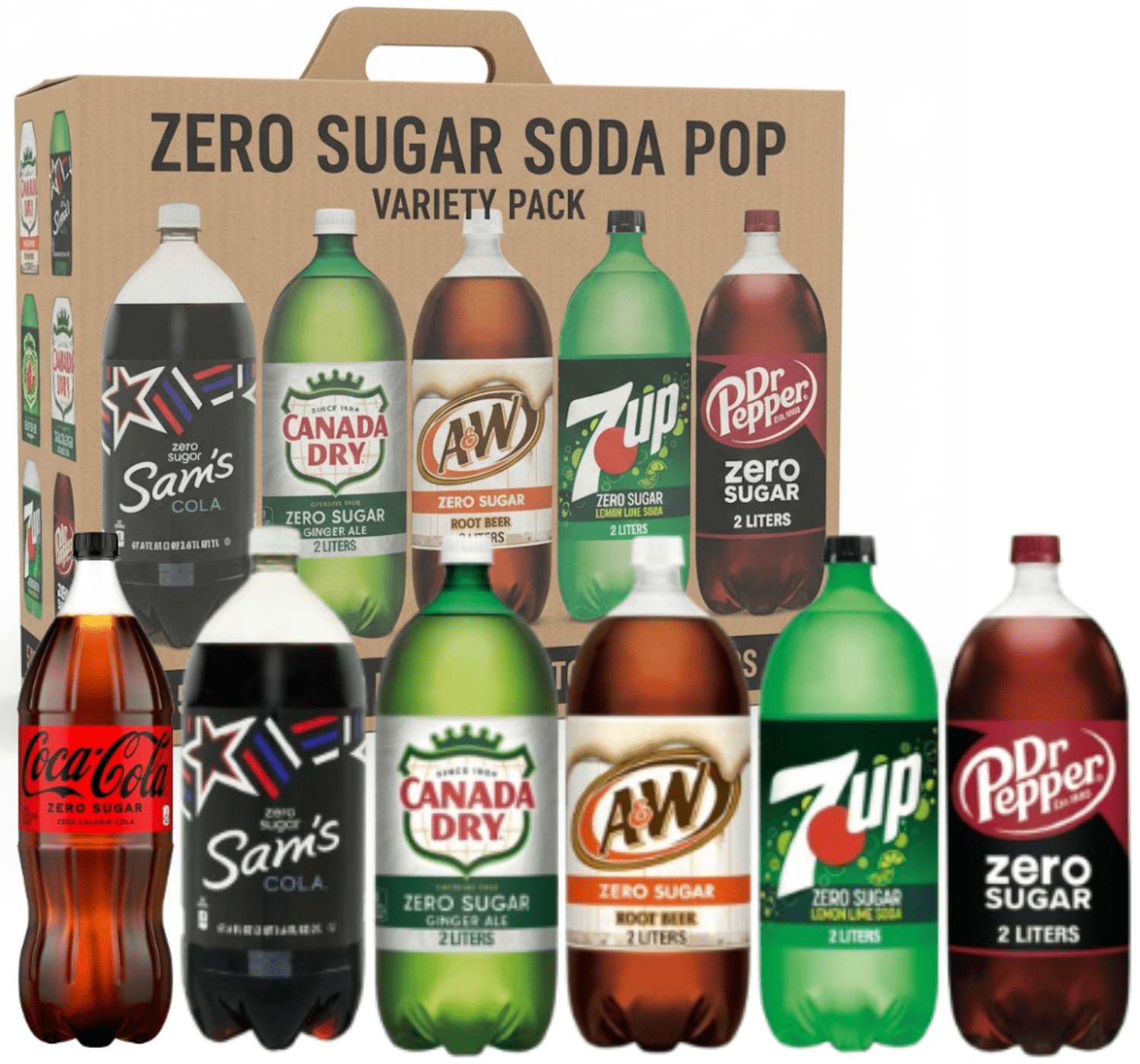 Zero Sugar Soda Pop Variety Pack, 6-Pack of 2-Liter Bottles – Assorted ...