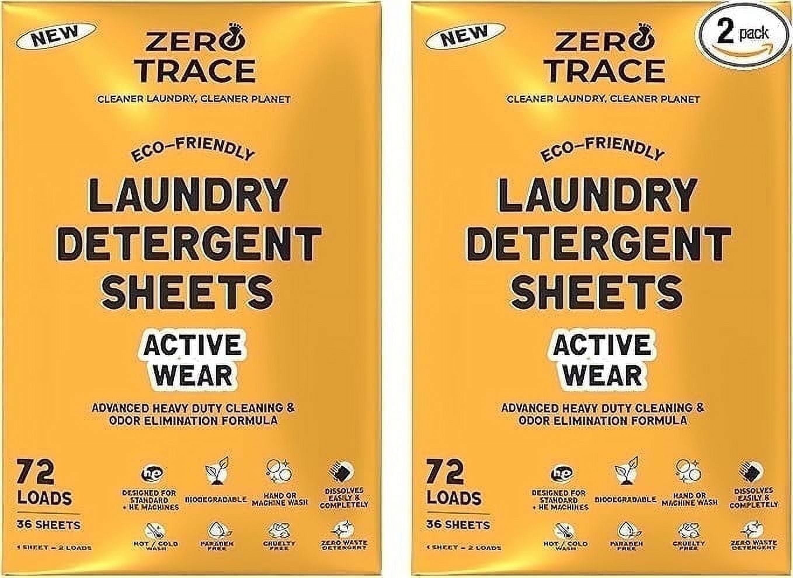 Zero Trace Laundry Detergent Sheets - 144 Loads for Activewear, Eco-Friendly & Plastic-Free ...