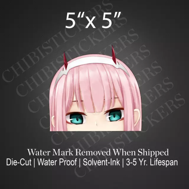 Zero Two 002 Red Horns Pink Hair Anime Vinyl Sticker Waterproof Phone ...