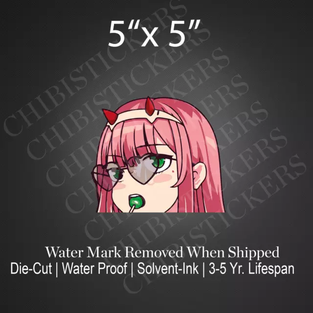 Zero Two 002 Red Horns Pink Lollipop Anime Vinyl Sticker Waterproof ...