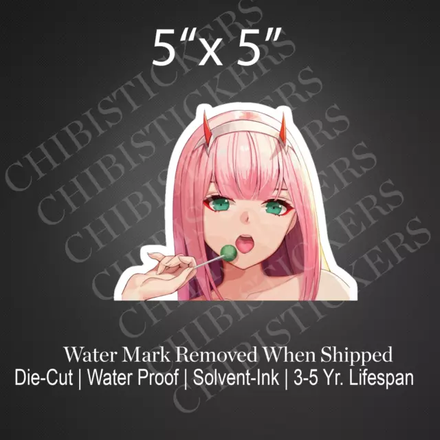 Zero Two Vinyl Sticker Waterproof Decal Anime Girl Lollipop Sticker ...