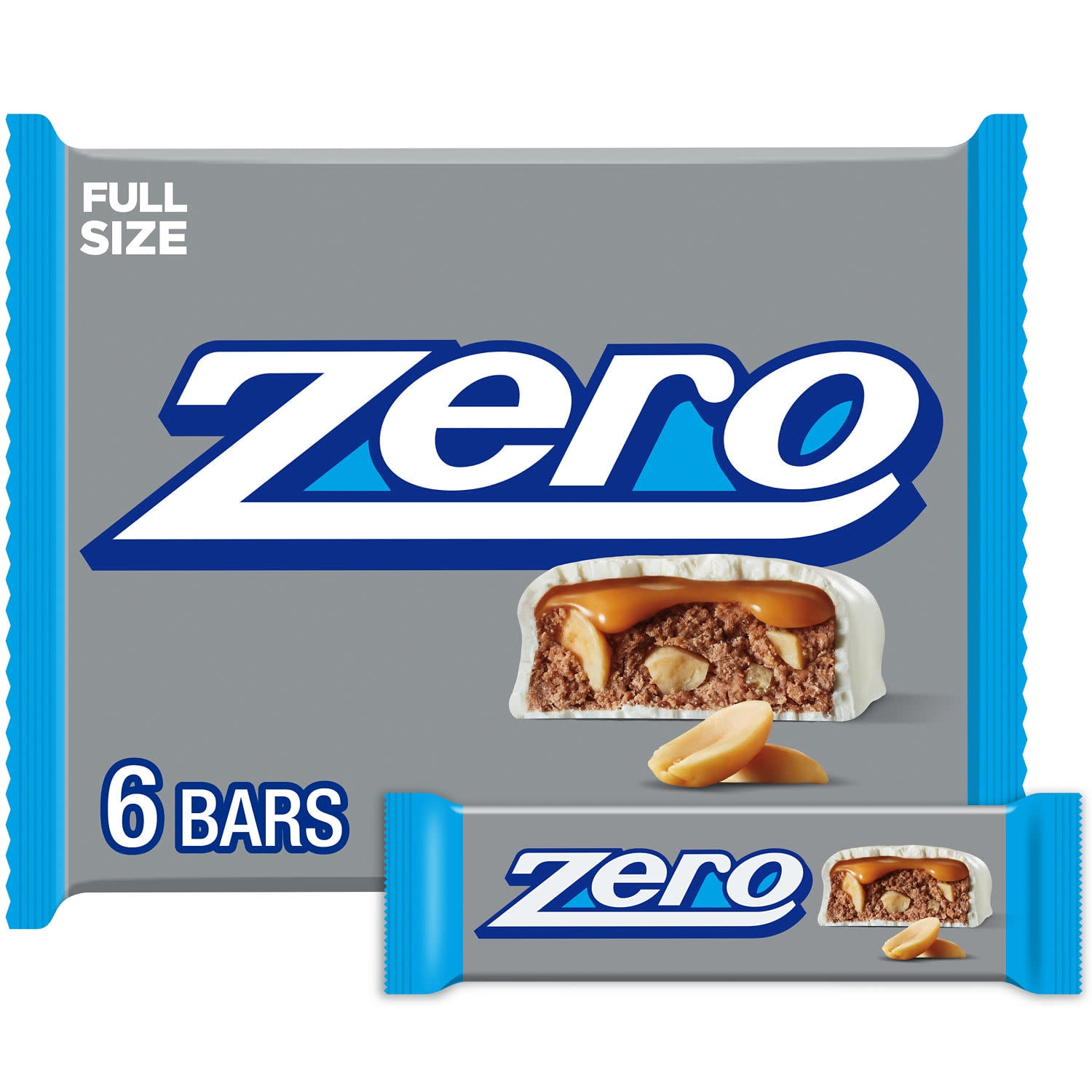 Zero White Fudge, Caramel, Peanut and Almond Nougat Candy, Bars 1.85 oz ...