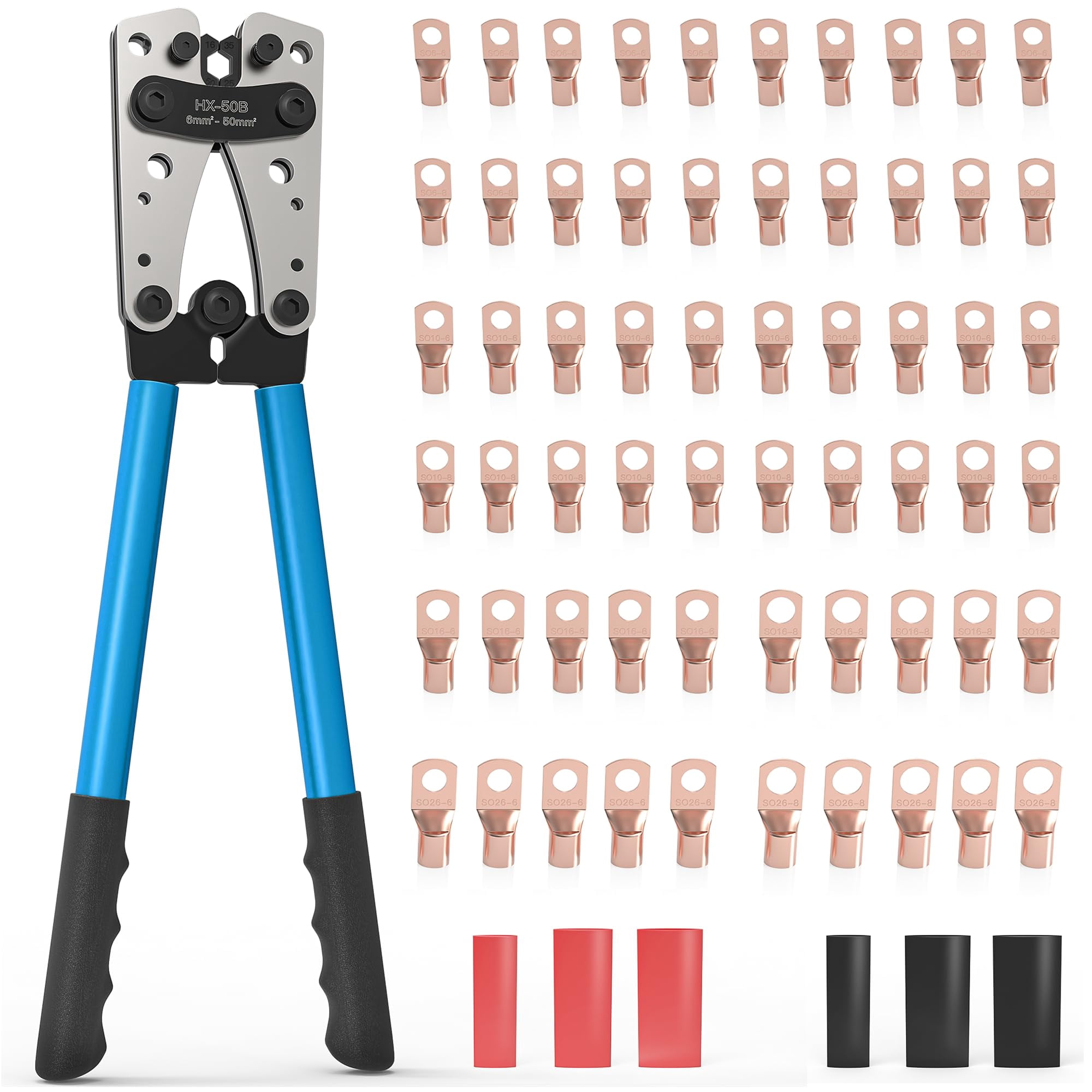 ZeroPone Battery Cable Lug Crimping Tool Kit for AWG 10-1/0, Electrical ...