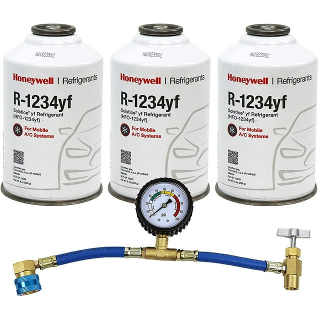 ZeroR Gas Recharge Top Off Kit - 8oz HFO-R1234YF Refrigerant (3 Cans ...
