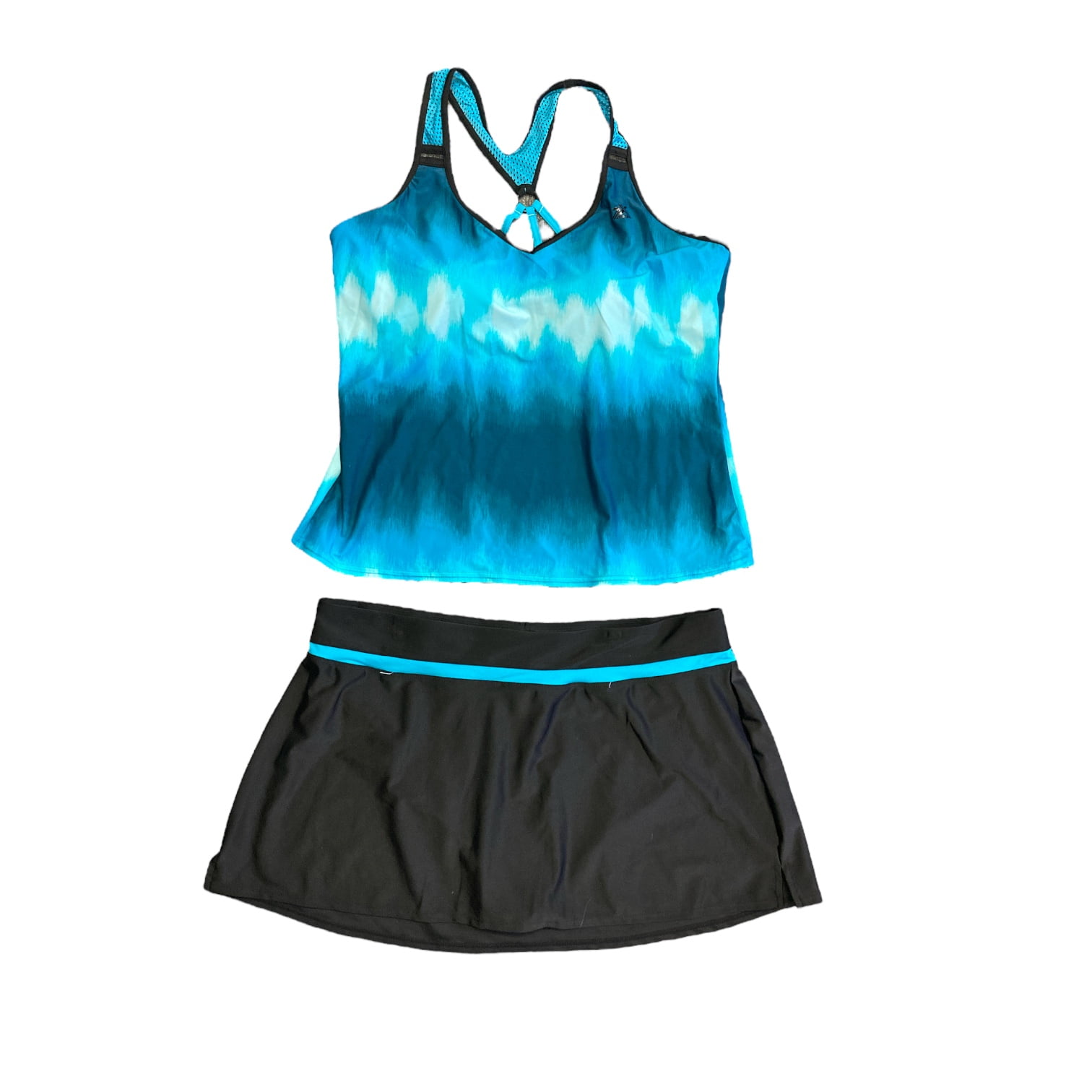 Zeroxposur Womens 4 Way Stretch Swim Top And Skort Tankini Laguna Xl