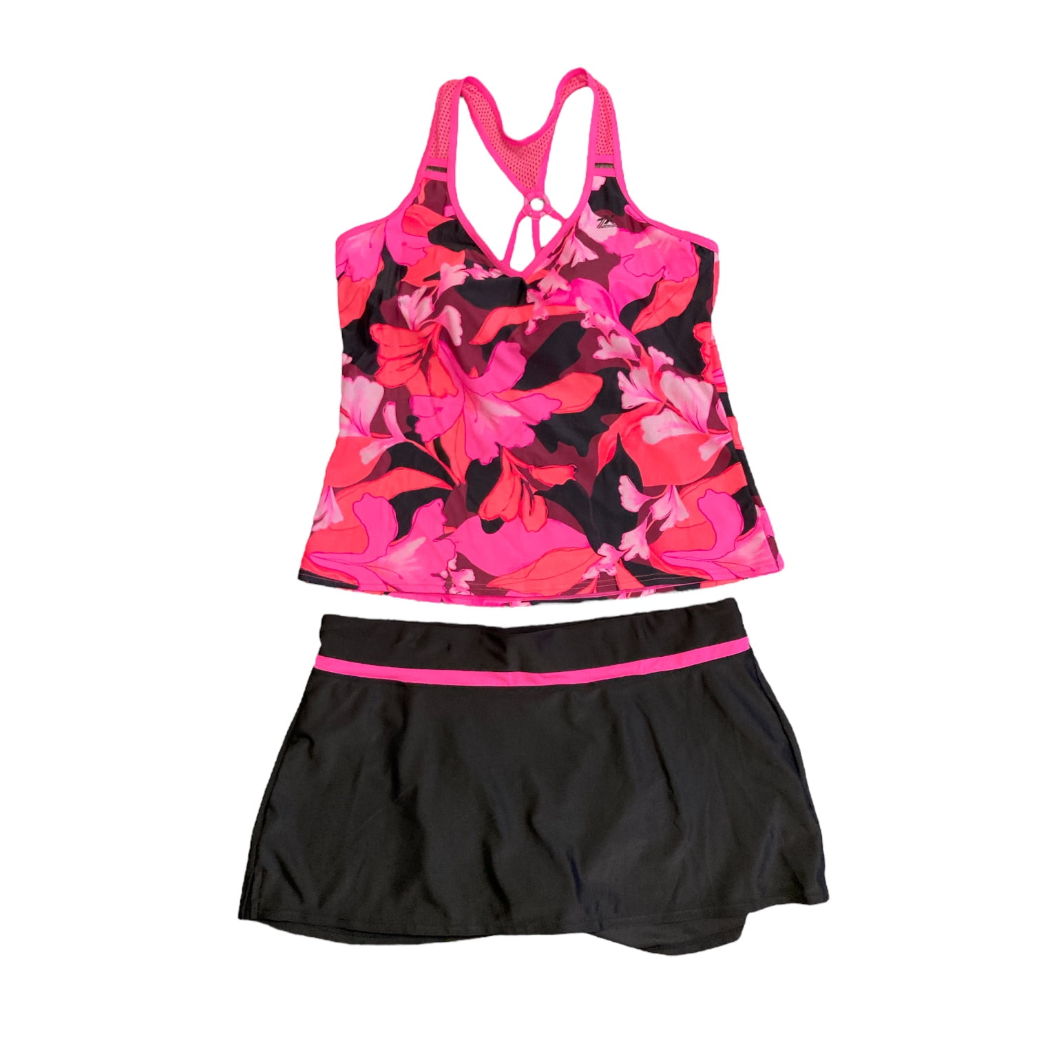 Zeroxposur Womens 4 Way Stretch Swim Top And Skort Tankini Sakura M