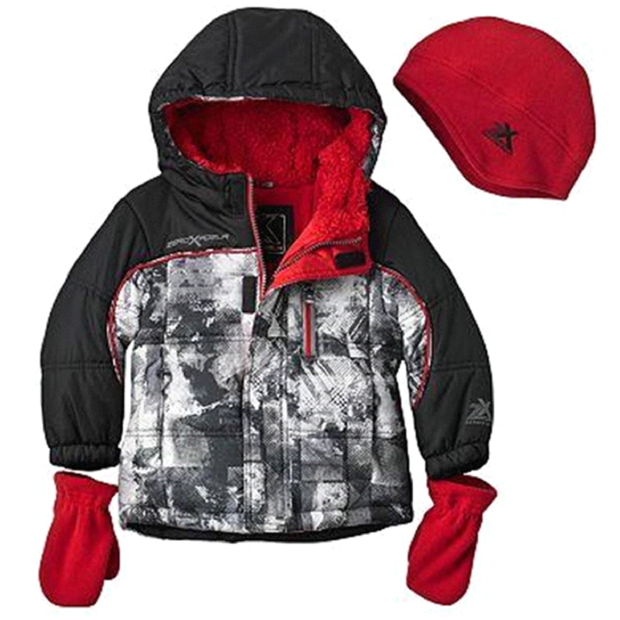 ZeroXposur Infant Baby Boy's Red Abstract Puffer Jacket Coat w/Hat ...