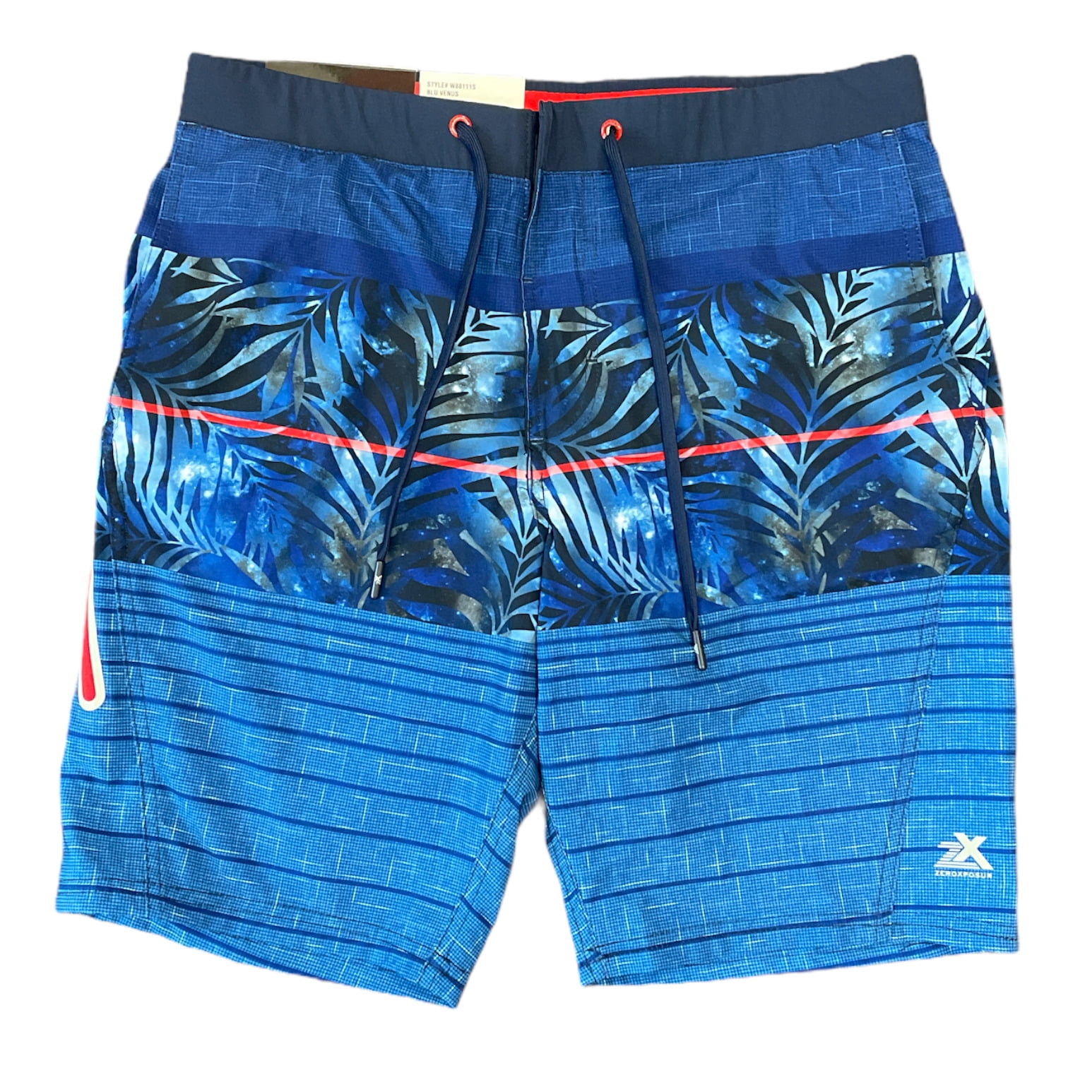 ZeroXposur Men's Stretch Swim Trunks w/ Diagonal Pocket (Blue Venus ...