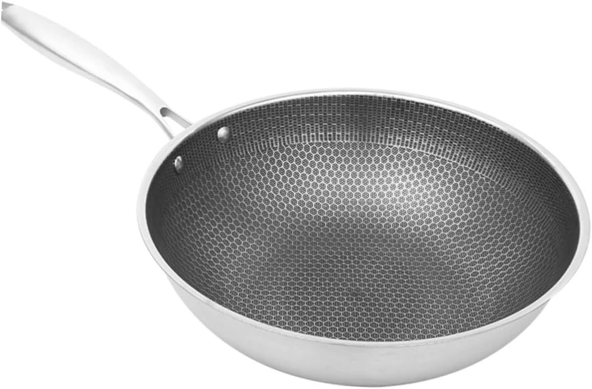 Zerodeko Stainless Steel Wok Stir Fry Wok Deep Saute Pan with Lid ...