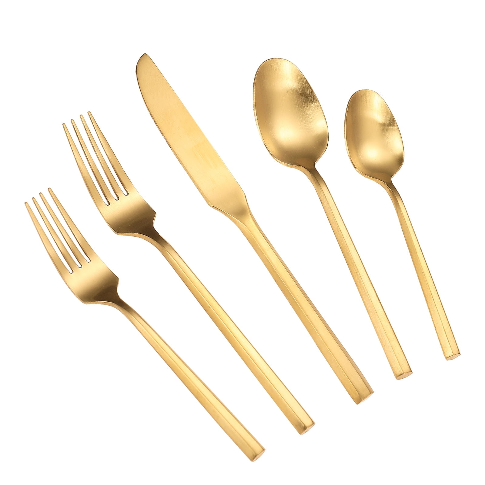 Zerophilo 20 Piece Matte Gold Flatware Set for 4, 18/0 Stainless Steel ...