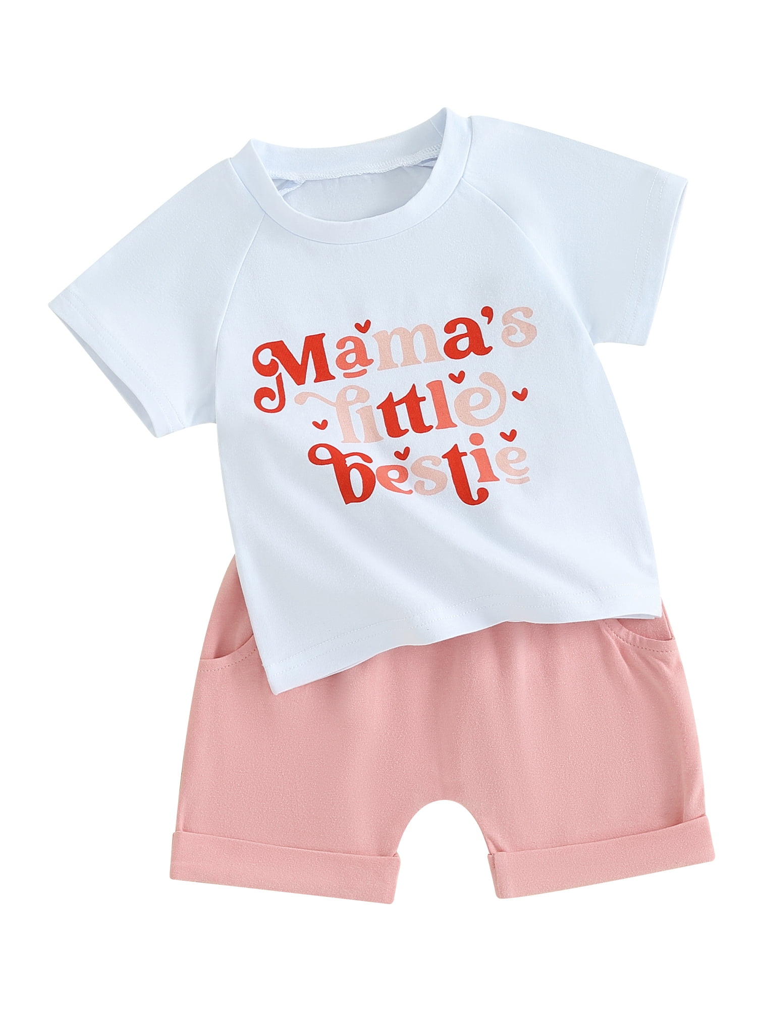 Zervatek Baby Girls Shorts Set, Short Sleeve Letters Print T-shirt with ...