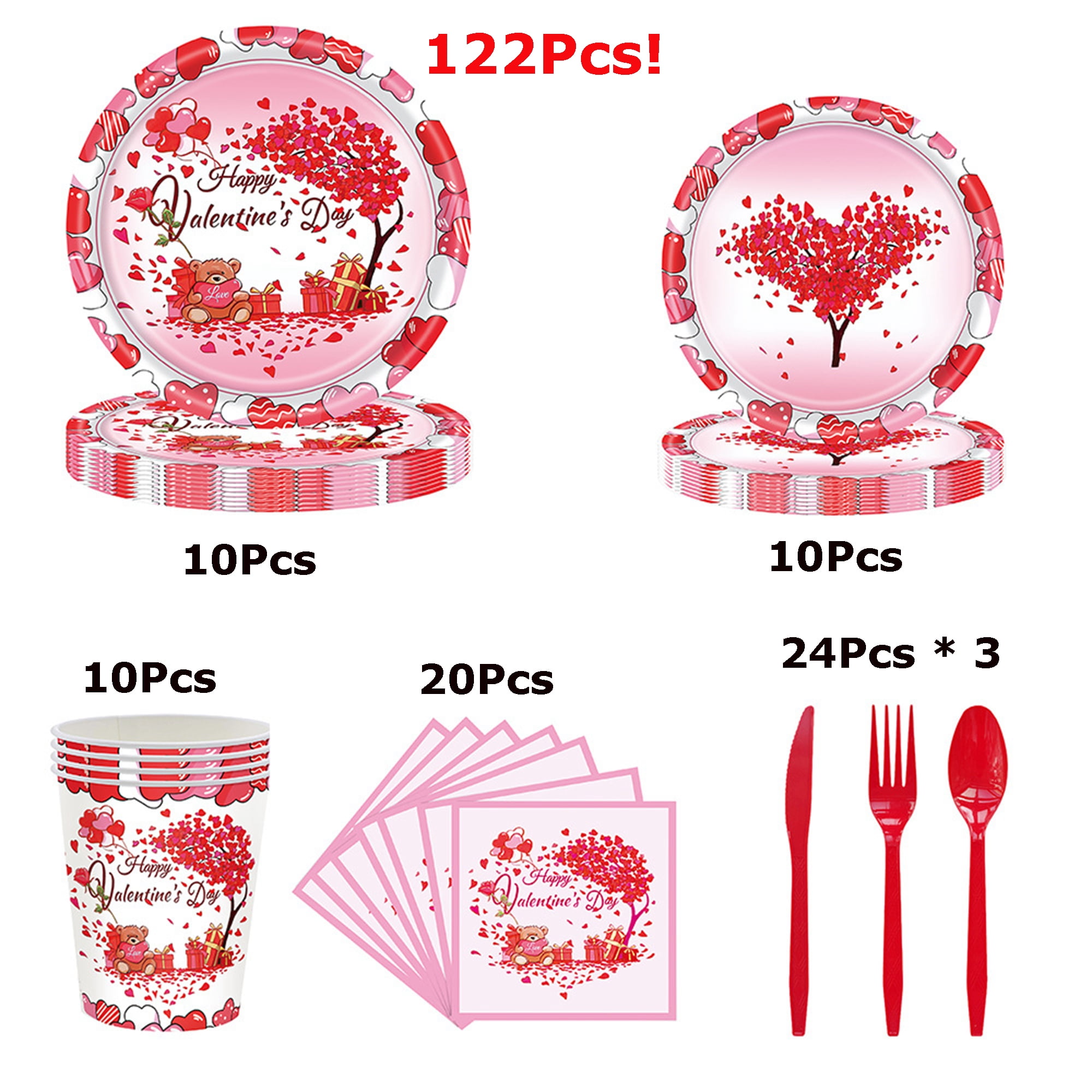 Zervatek Disposable Tableware Set For Valentines Day Plates Napkins