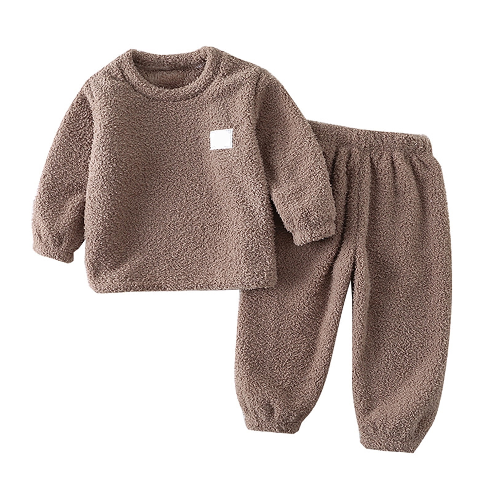 Zesgjue Children's Set Baby And Fleece Pajamas Boys' Solid Color ...