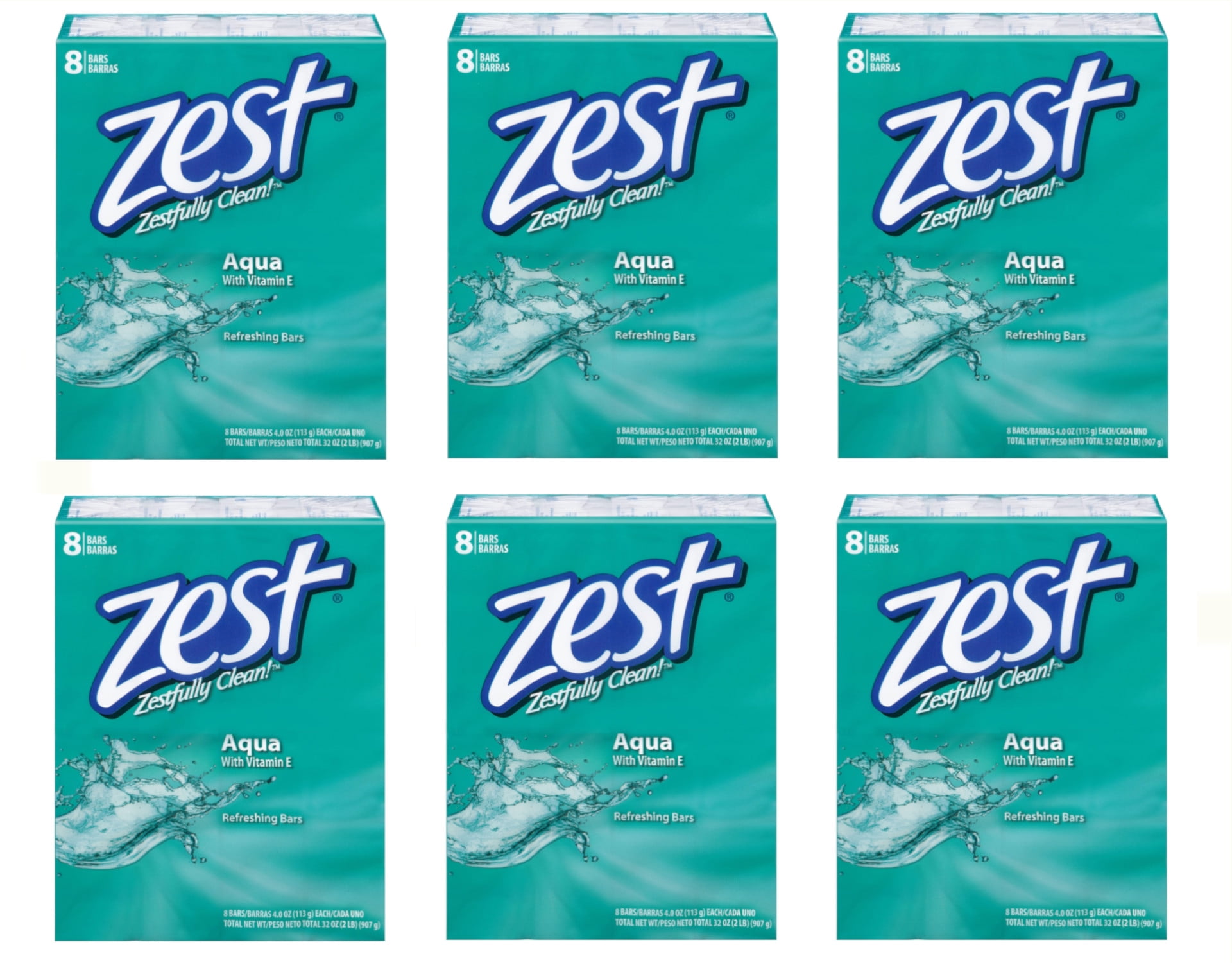 Zest Aqua Bath Bar - 4 Oz, 8 Ea, 6 Pack - Walmart Business Supplies