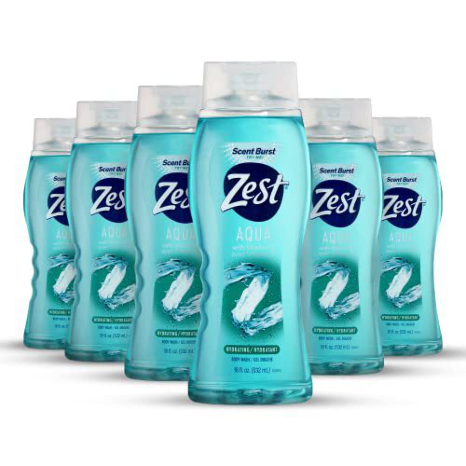 Zest Aqua Hydrating Body Wash, 18 Fl Oz (Pack of 6) - Moisturizing ...