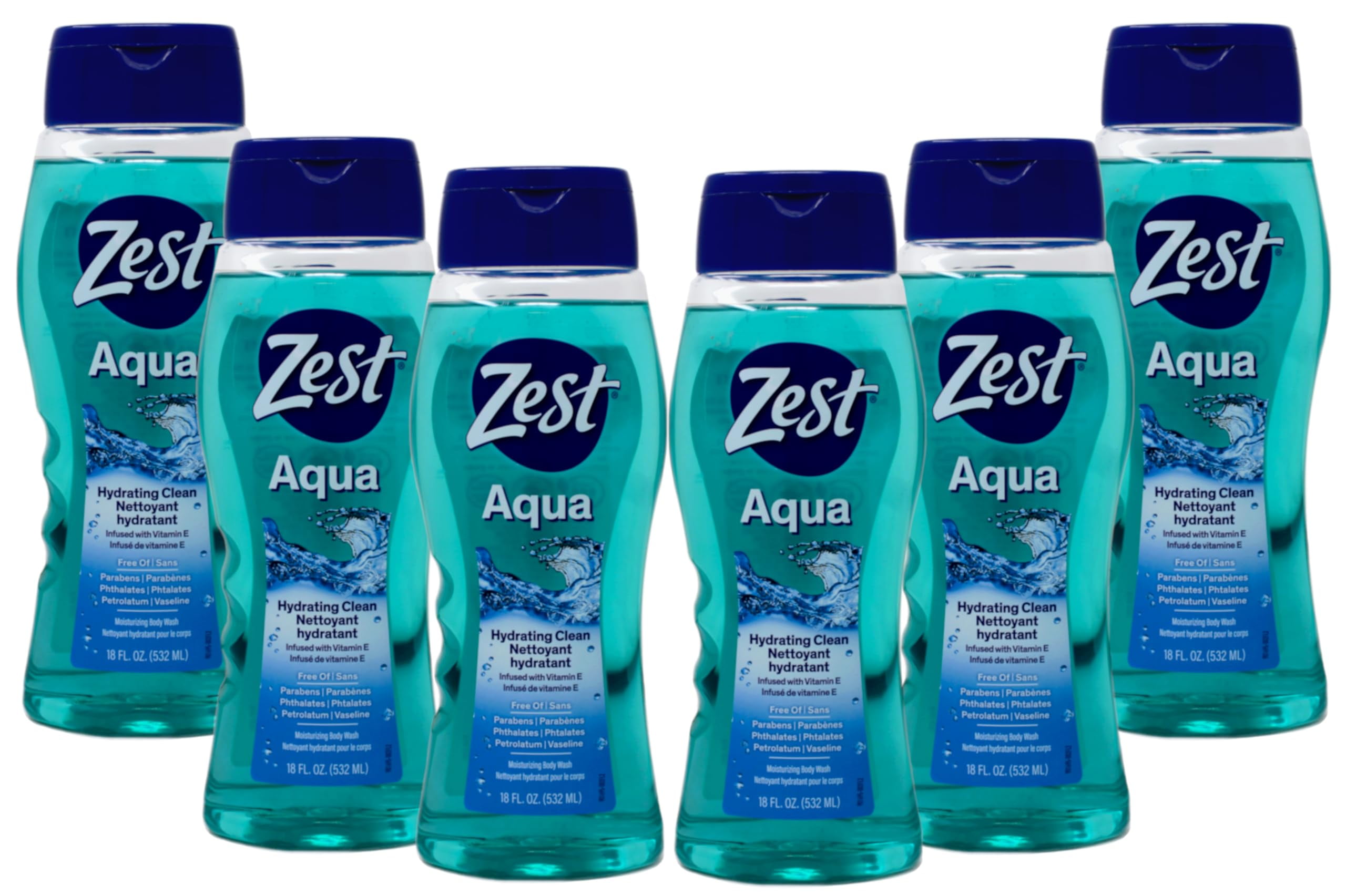 Zest Aqua Hydrating Body Wash, 18 Fl Oz (Pack Of 6) - Moisturizing ...