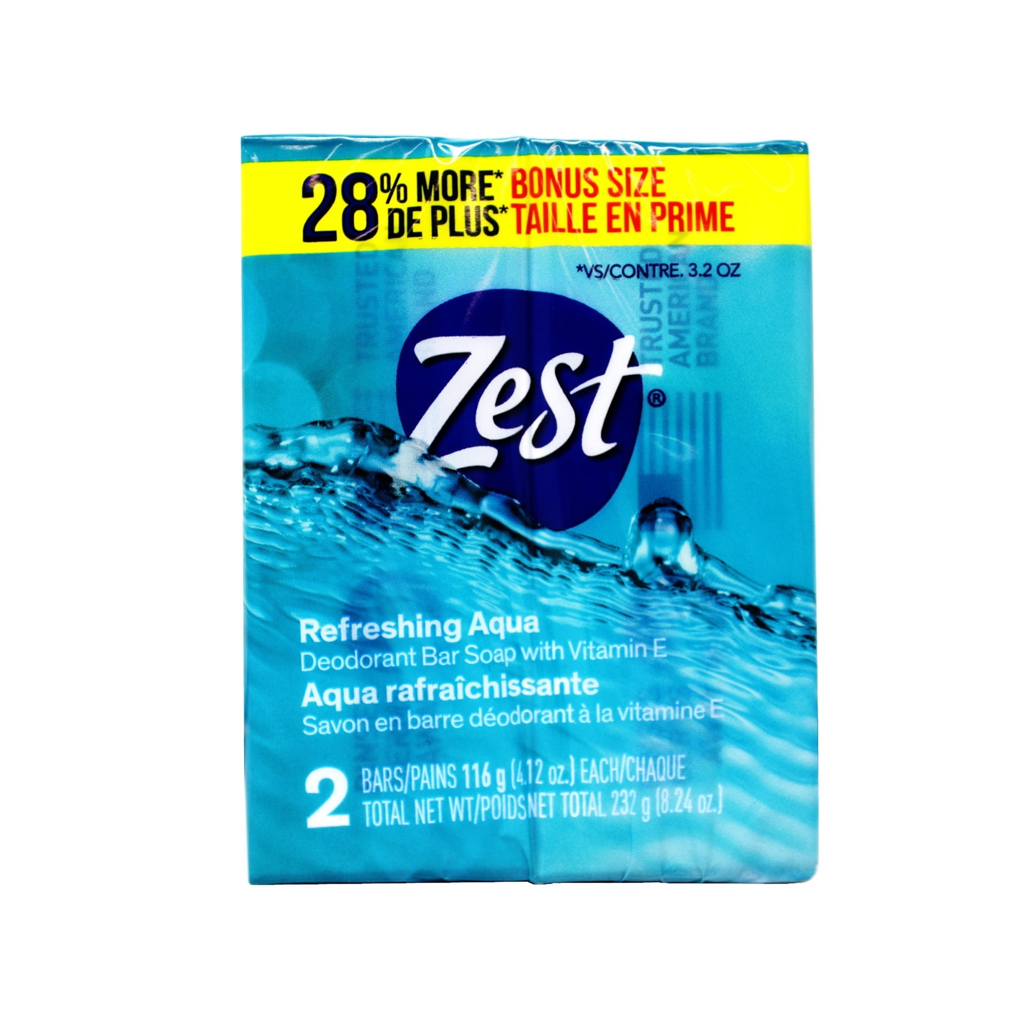 Zest Bar Soap Aqua 4.12 oz x 2 pack - Walmart.com