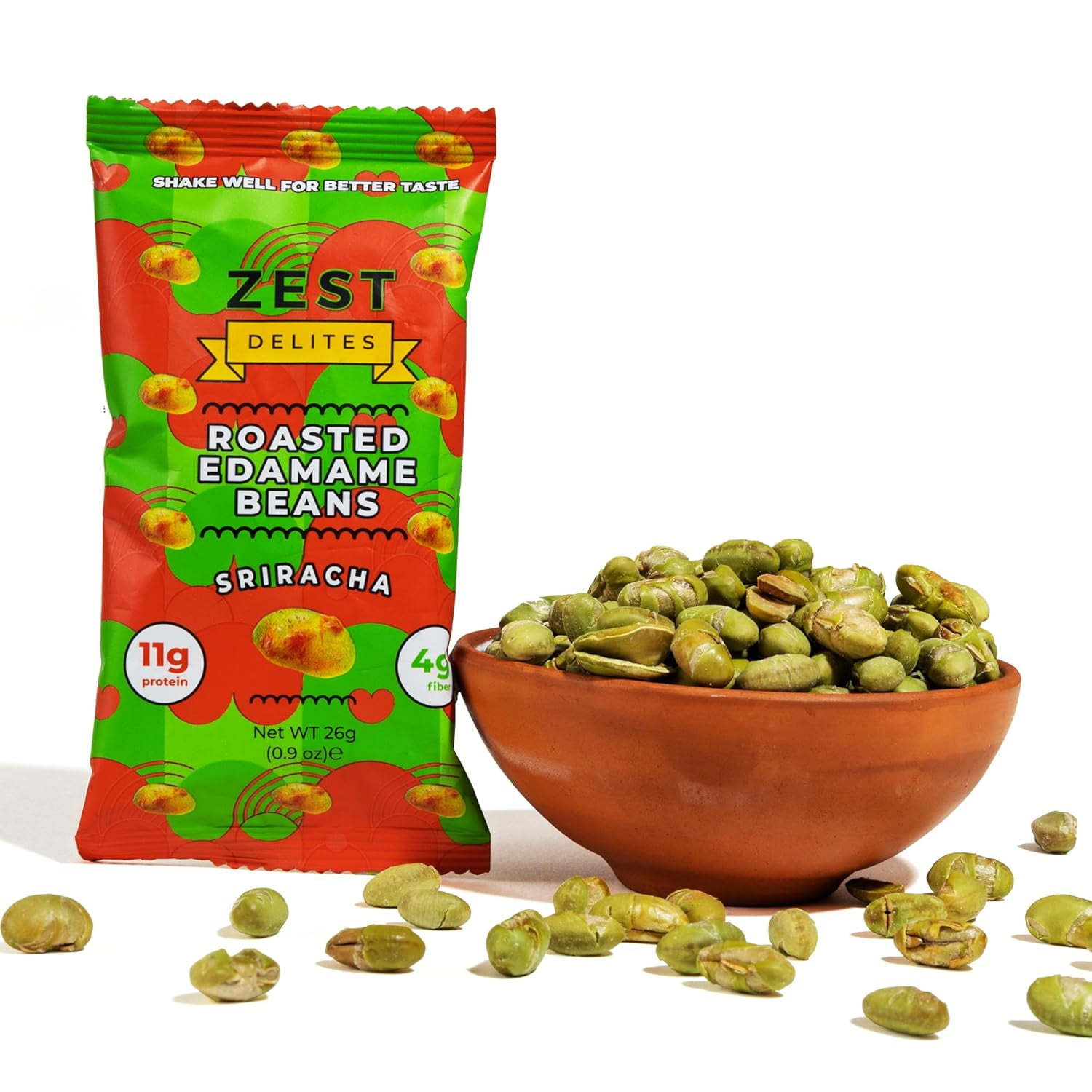 Zest Delites Edamame Beans Snack, Low Calorie High Protein Snacks (11g ...