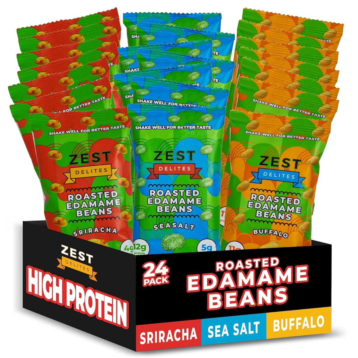 Zest Delites Edamame Beans Snack, Low Calorie High Protein Snacks ...