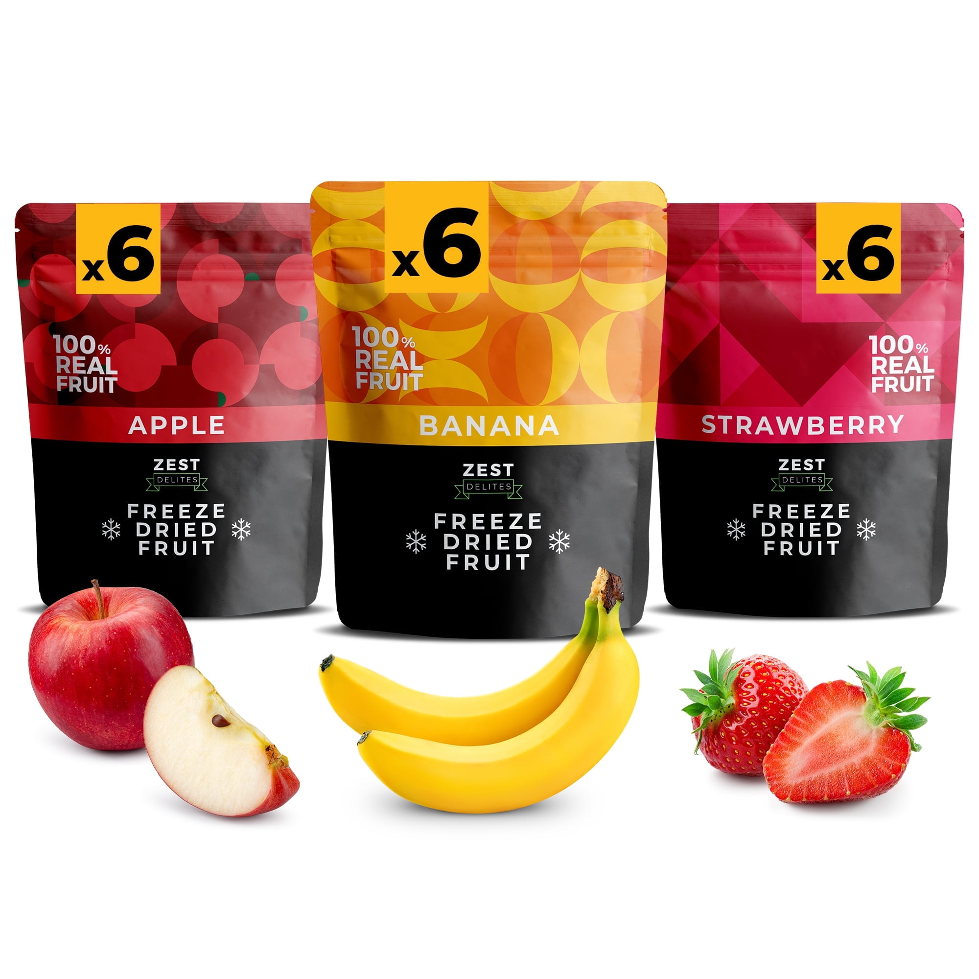 Zest Delites Freeze Dried Fruit, Strawberries, Apples, Bananas, Healthy ...
