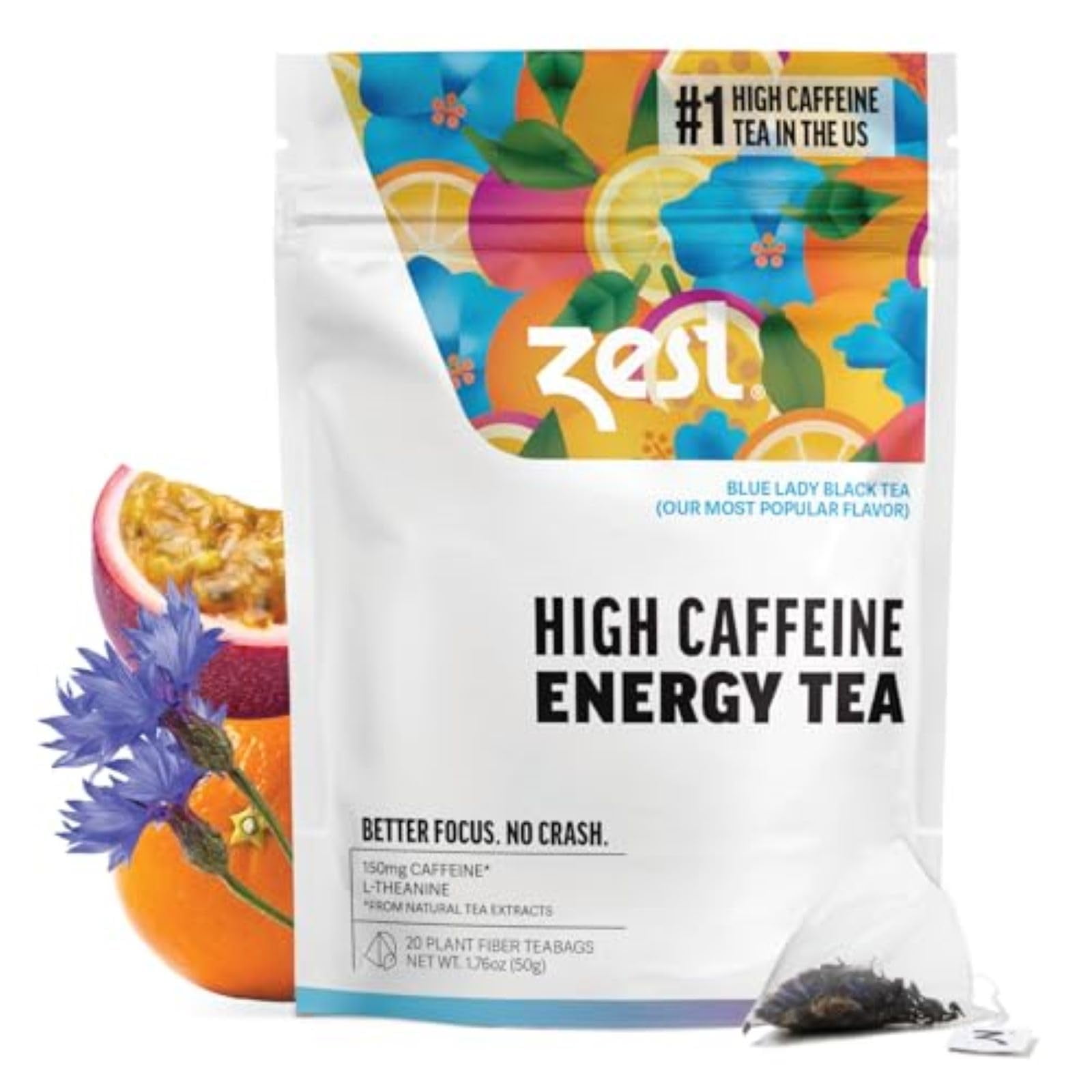 Zest Energy Tea Bags – Blue Lady Passion Fruit Black Tea – High ...