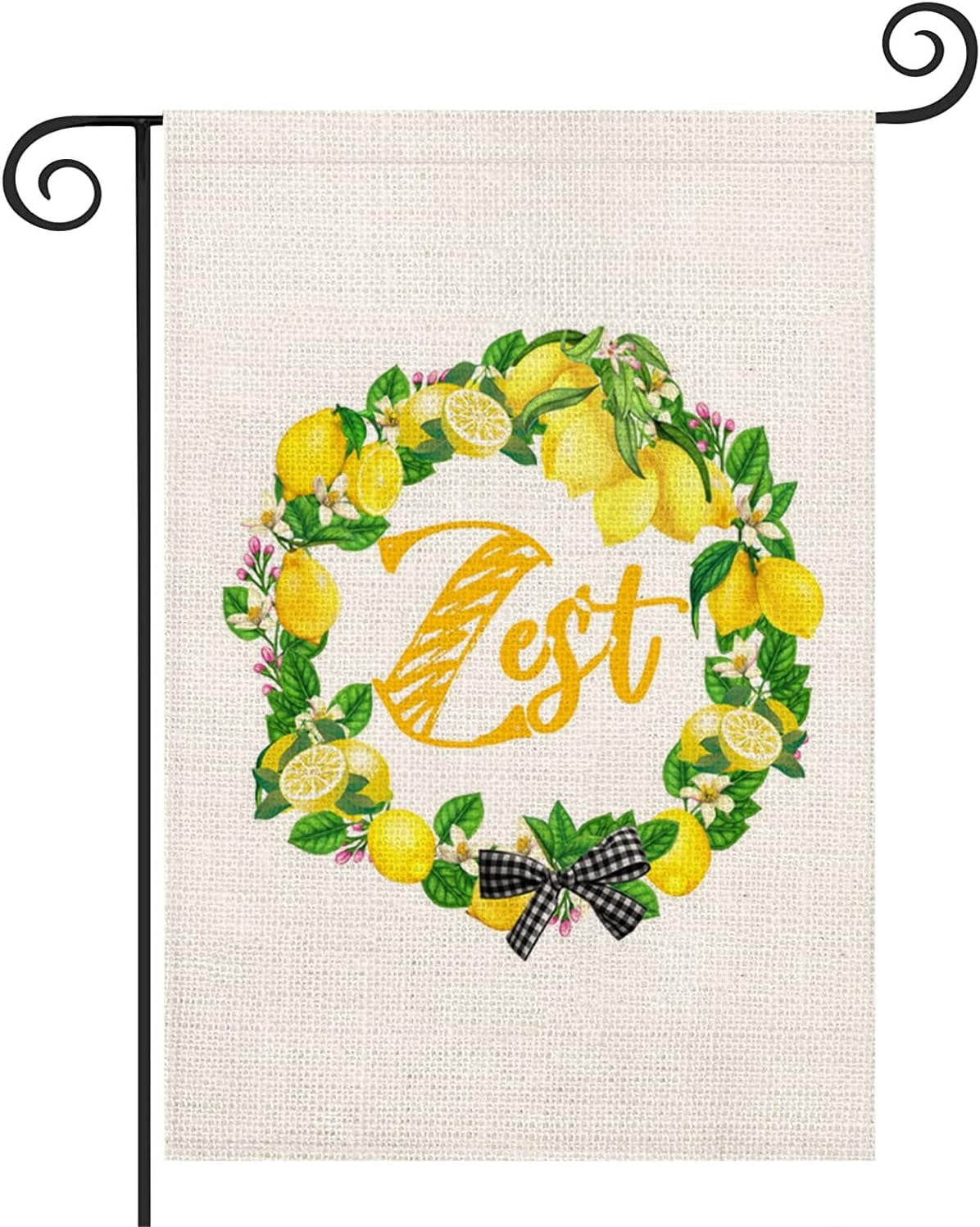 Zest Quotes Lemon Wreath Garland Small Garden Flag Vertical Double ...