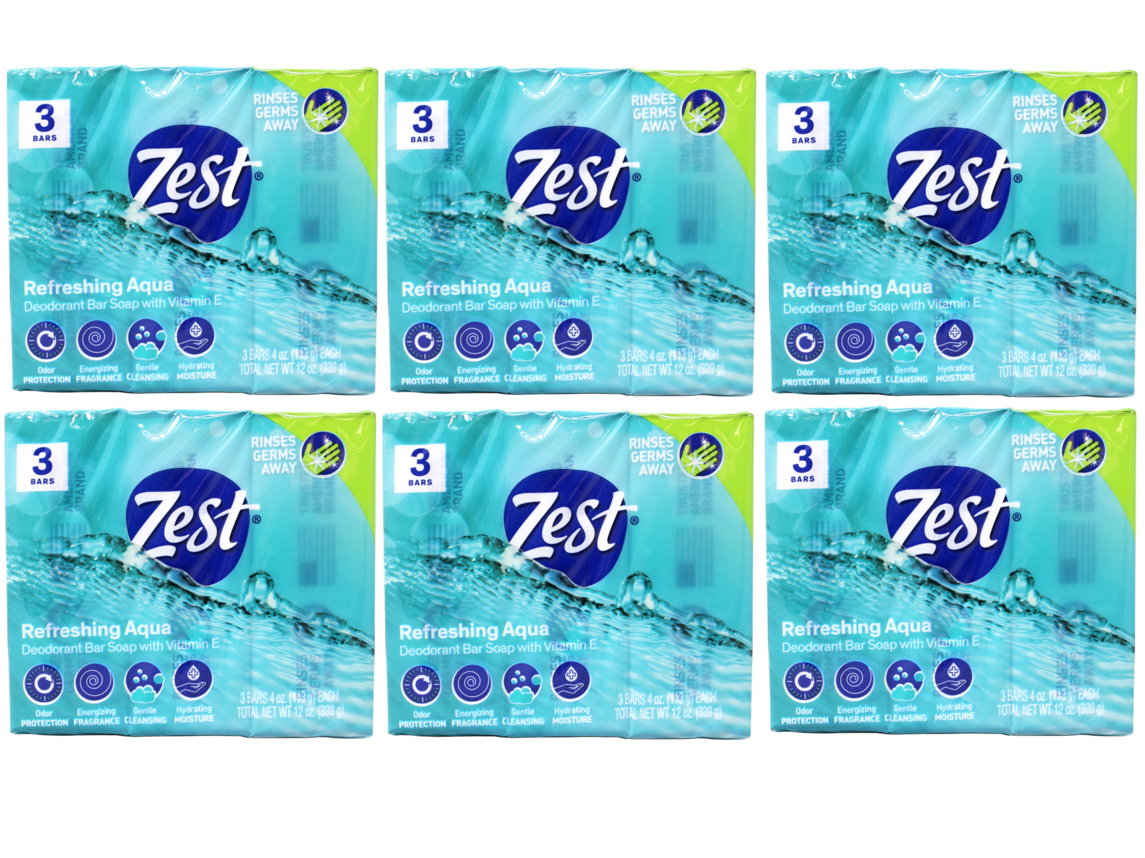Zest Refreshing Aqua Bars Deodorant Bar Soap with Vitamin E, 3 Bars 4 ...