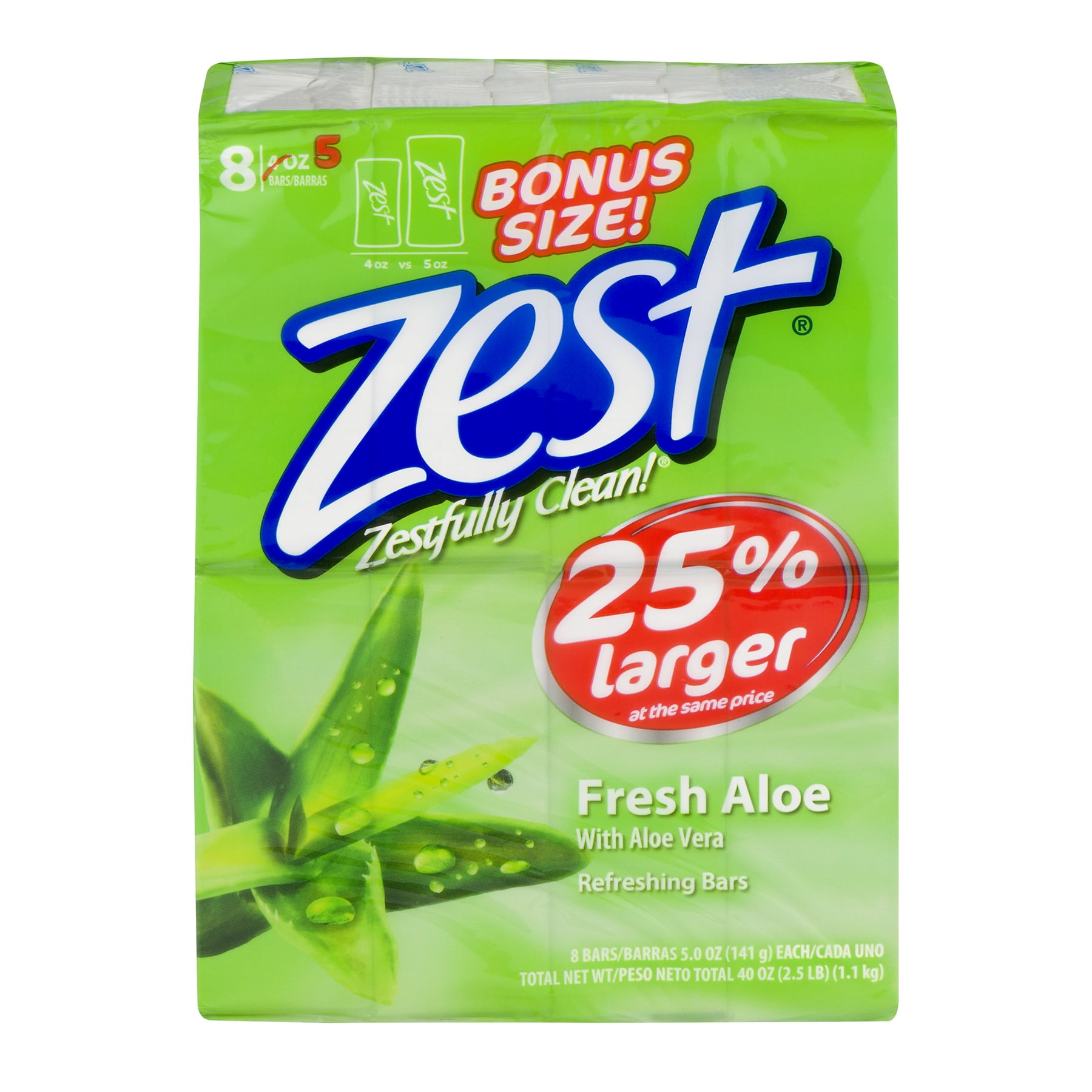 Zest Soap Bars Fresh Aloe - 8 CT8.0 CT - Walmart.com