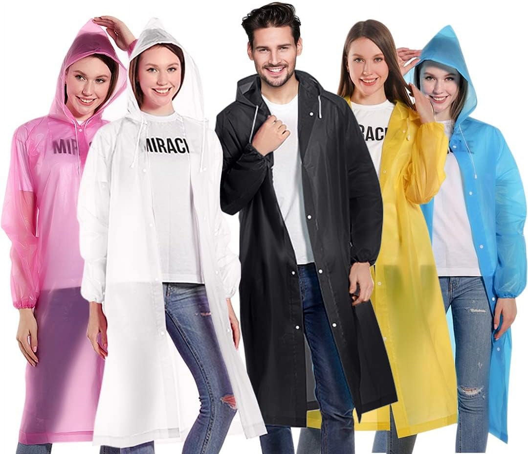 ZestMode 5 Pack+5 Colors Rain Poncho Raincoat,Poncho Water-proof for ...