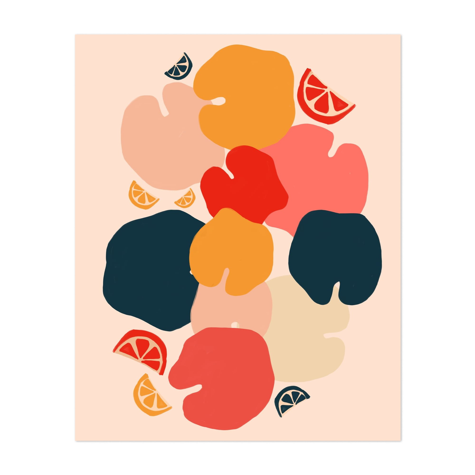 Zestful Zen - India Digital Art Abstract Modern Art Geometric Fruit ...