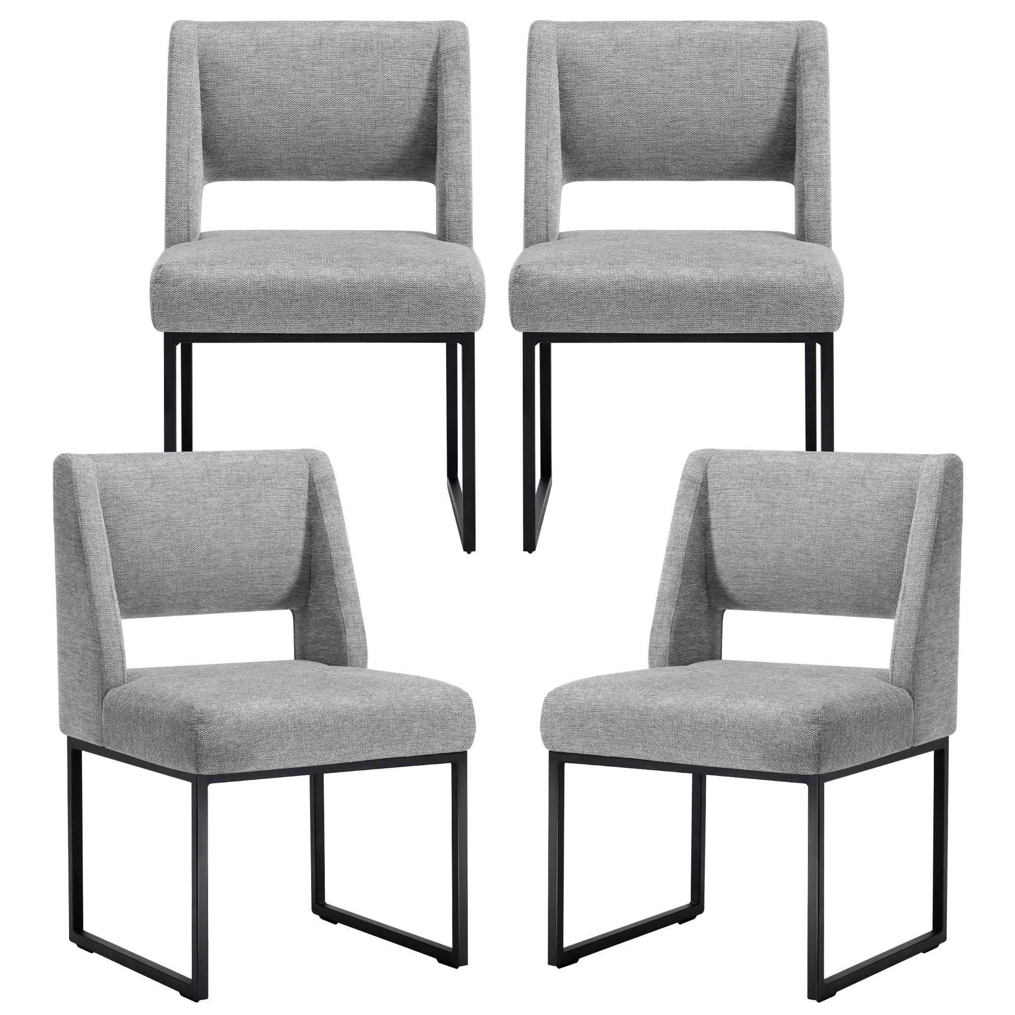 Zesthouse 18.3" Modern Dining Chairs Set of 4, Linen Fabric Dining Room ...