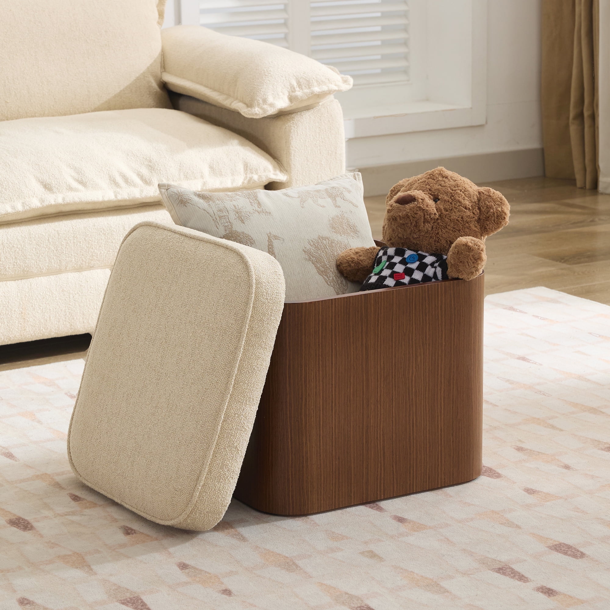 Zesthouse 18.3" Wide Storage Ottoman, Multi-Functional Footrest ...