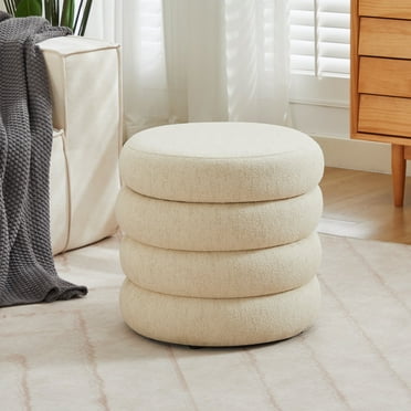 Modway Commix Down Filled Overstuffed Boucle Fabric Ottoman in Ivory ...
