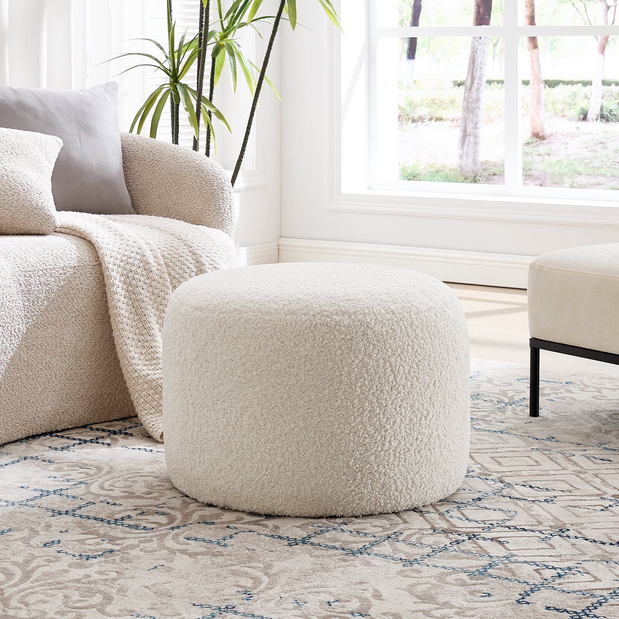 Zesthouse 22.6" Wide Round Ottoman, Modern Ottoman Coffee Table for ...