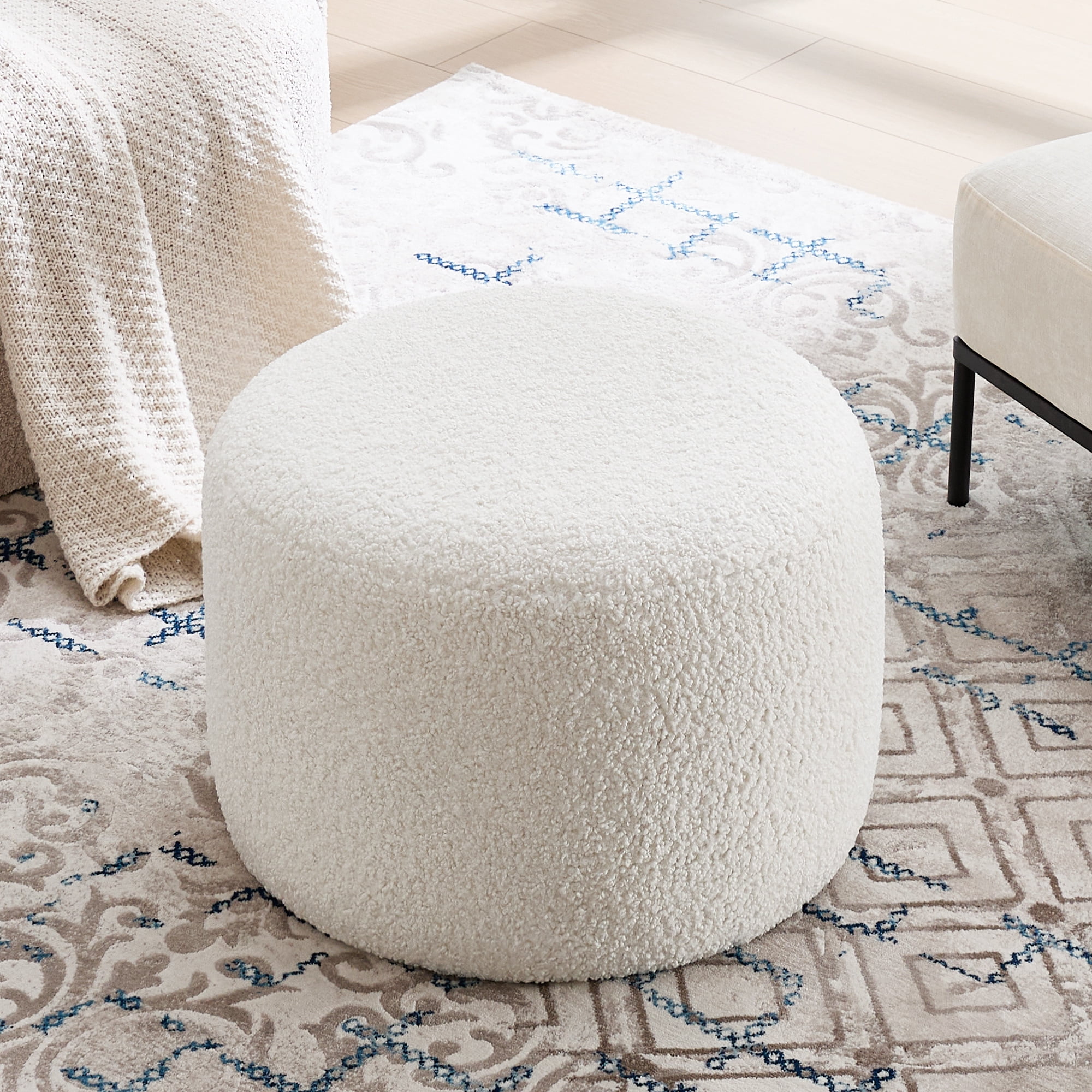 Zesthouse 22.6" Wide Round Ottoman, Modern Ottoman Coffee Table for ...