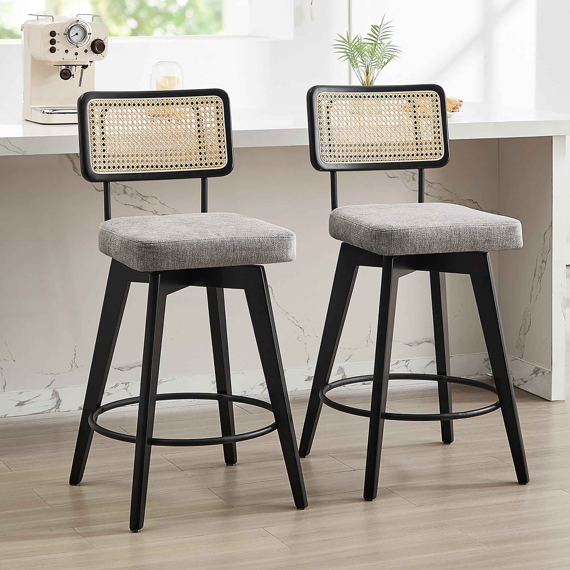 Zesthouse 26.2" Swivel Counter Height Bar Stools Set of 2, Upholstered ...