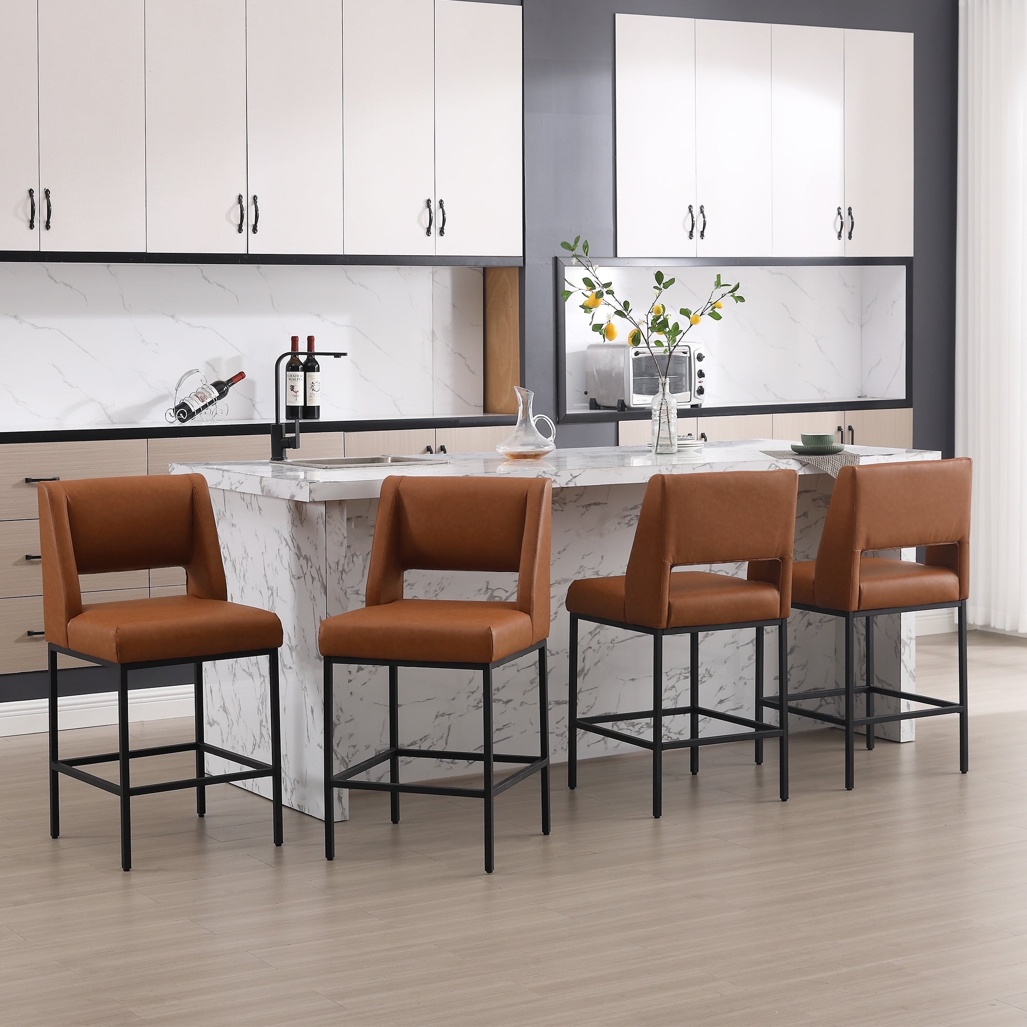 Zesthouse Counter Height Bar Stools Set of 4, Upholstered Modern Bar ...