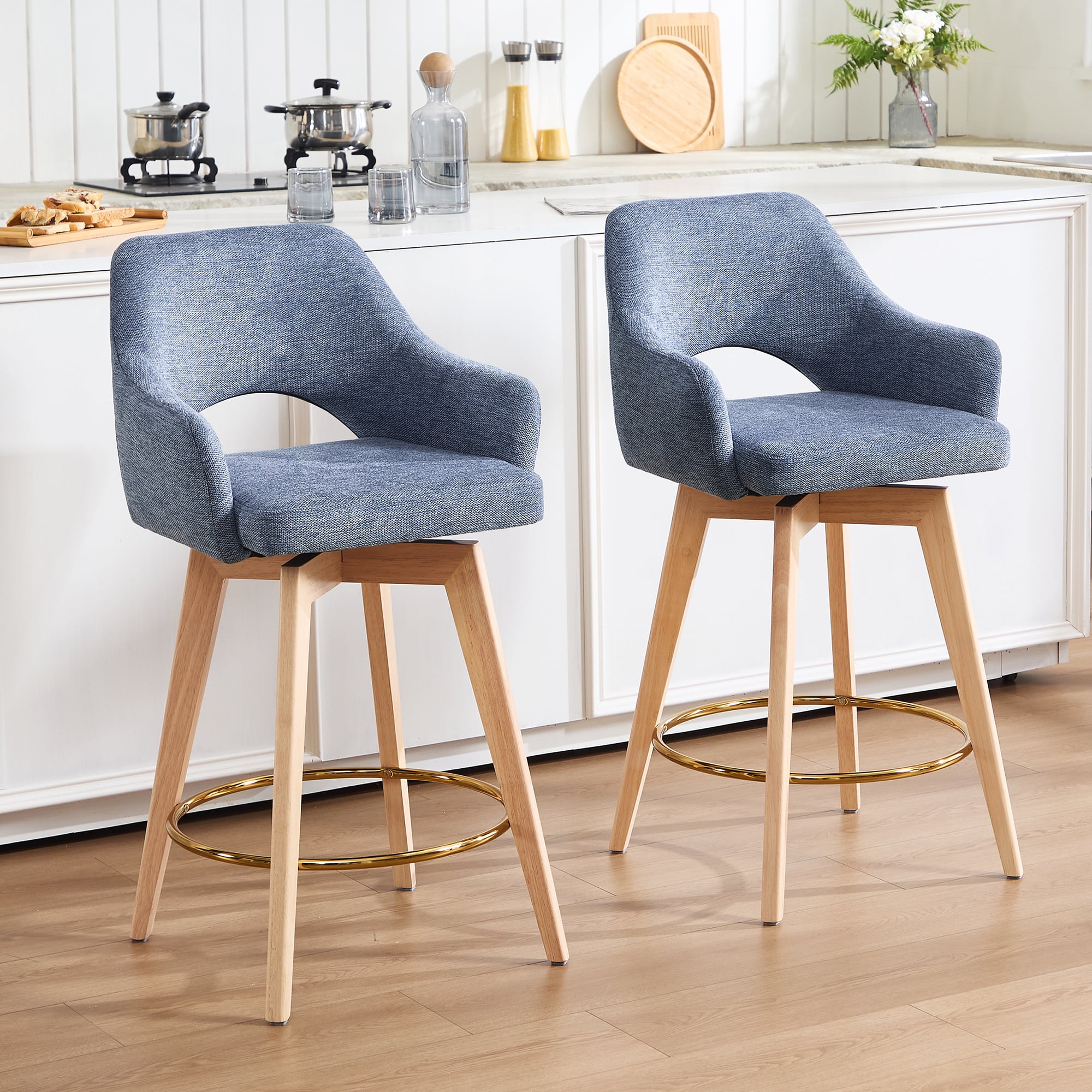 Zesthouse 26.8″ Swivel Counter Height Bar Stools Set of 2, Upholstered ...