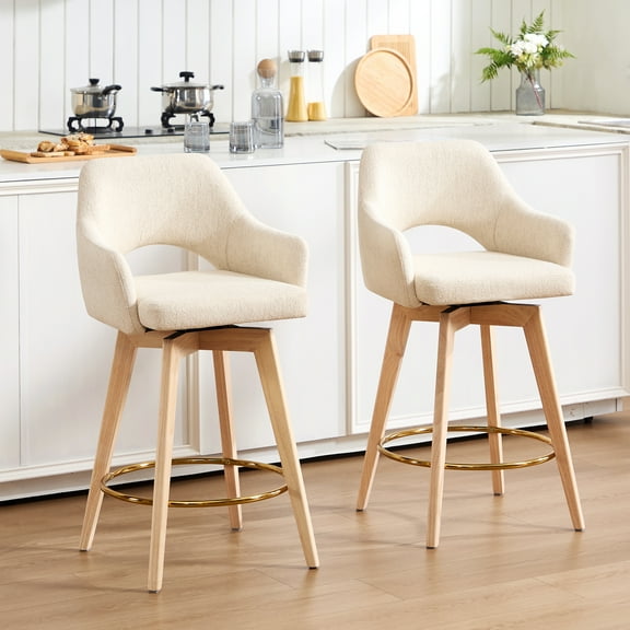 DAGONHIL 24 Inches Counter Height Bar Stools Set of 2, Upholstered ...