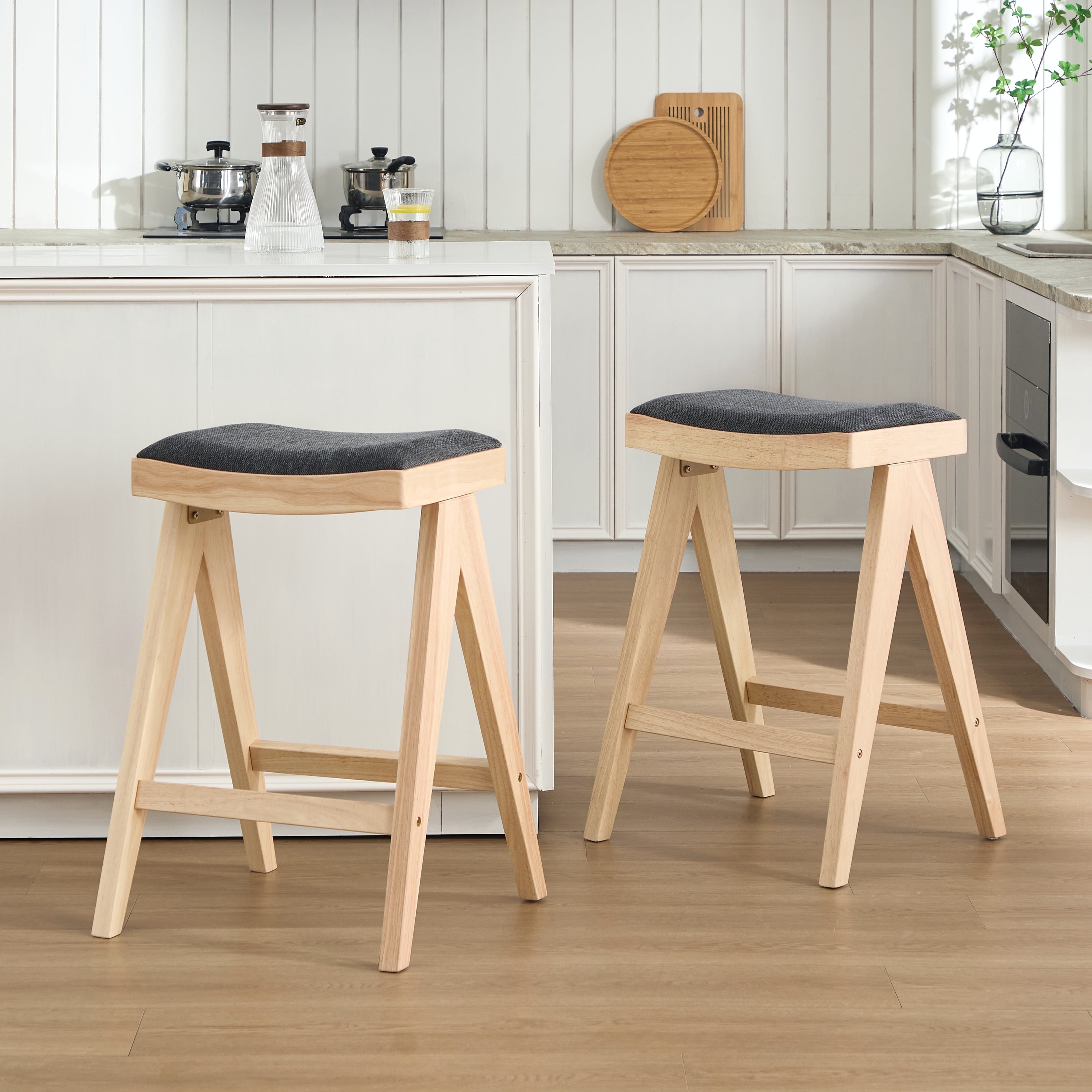 Zesthouse 26.8″ Bar Stools Set of 2, Mid Century Modern Counter Height ...