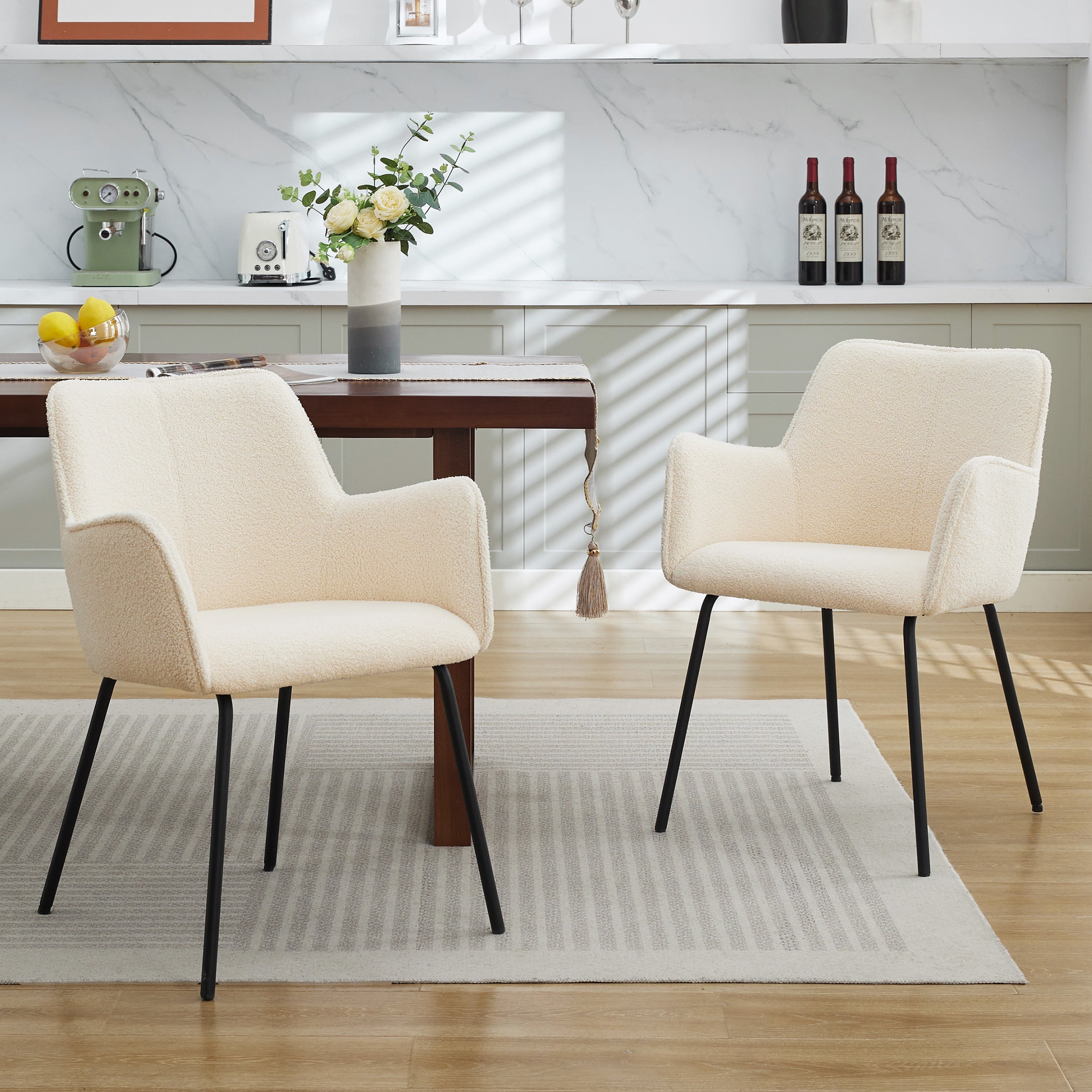 Zesthouse Teddy Sherpa Upholstered Sitting Pair of Dining Chairs ...