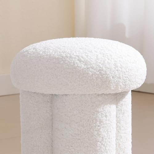 Zesthouse Modern Boucle Ottoman Stool, Round Tufted Ottoman Foot Rest ...