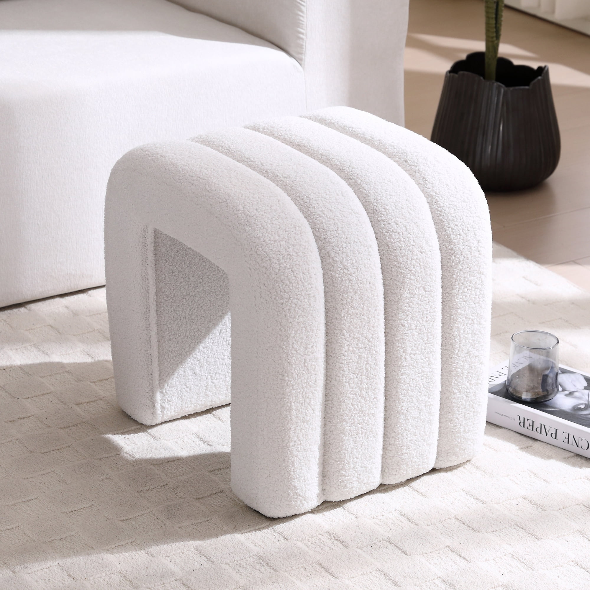 Zesthouse Multi-Functional Ottoman Stool, Tufted Sherpa Foot Stools ...