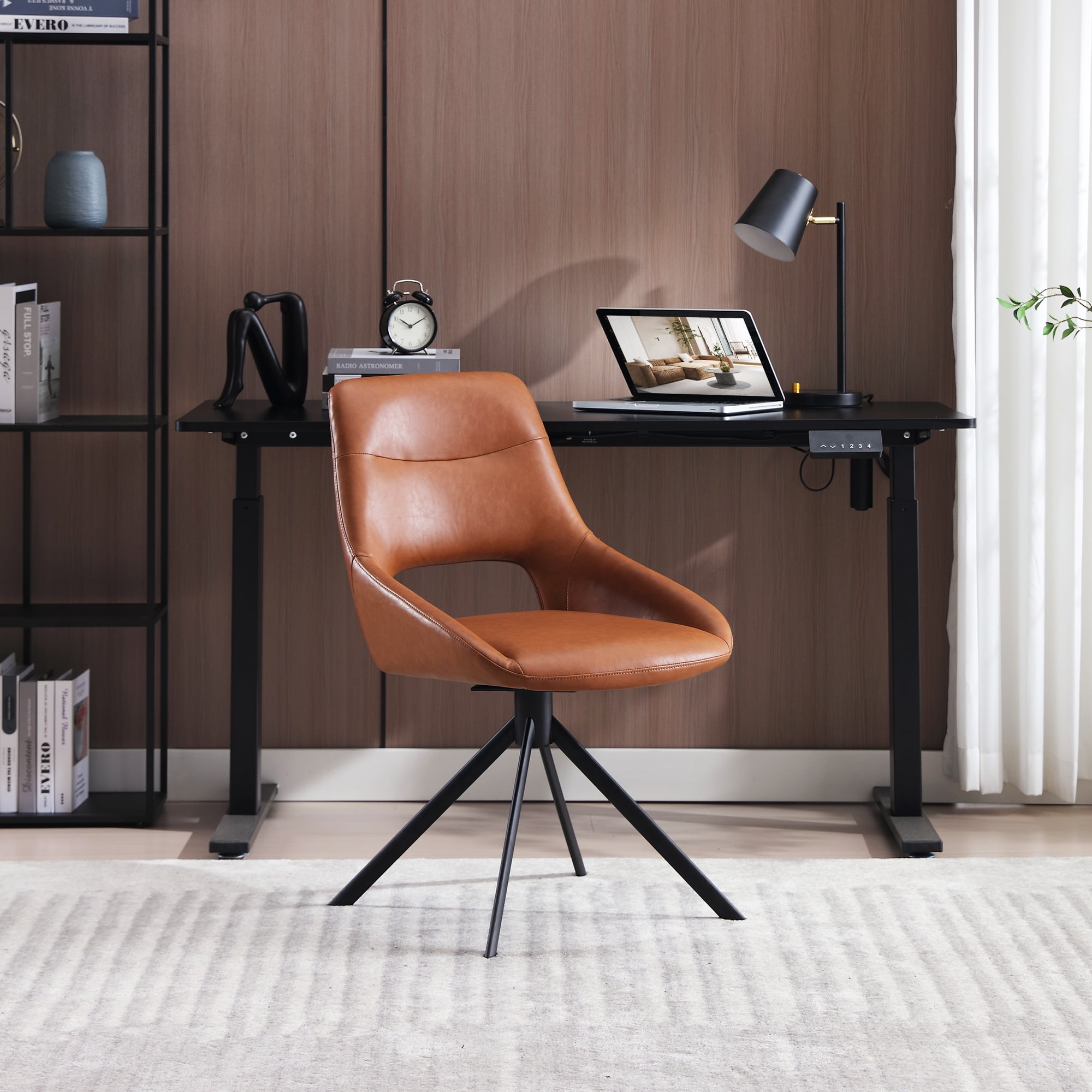 Zesthouse Modern Home Office Desk Chair, Swivel No Wheels Faux Leather ...
