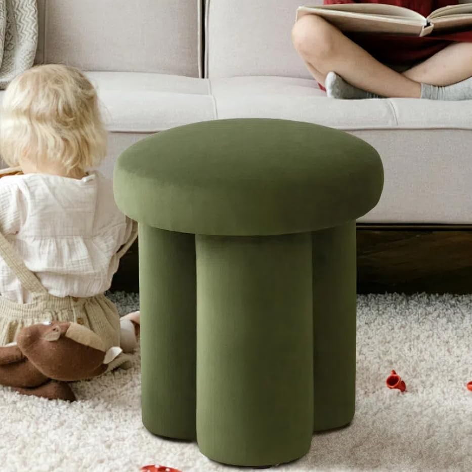 Zesthouse Modern Velvet Ottoman Stool, Round Tufted Foot Rest for Couch ...