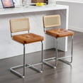 Zesthouse Rattan Counter Height Bar Stools Set of 2, 25.6″ Faux Leather ...