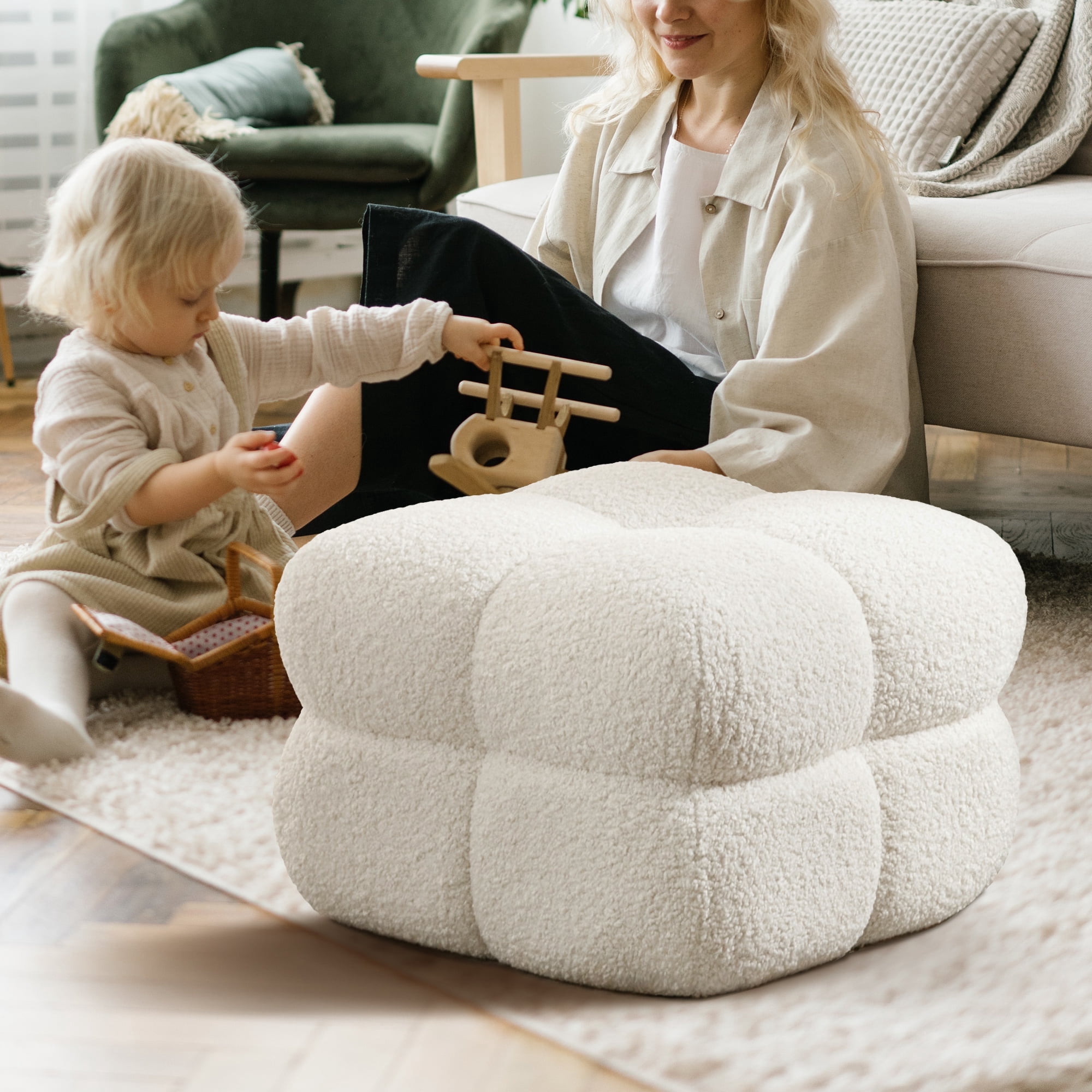 Zesthouse Square Pouf Ottoman, Modern Ottoman Coffee Table for Living ...