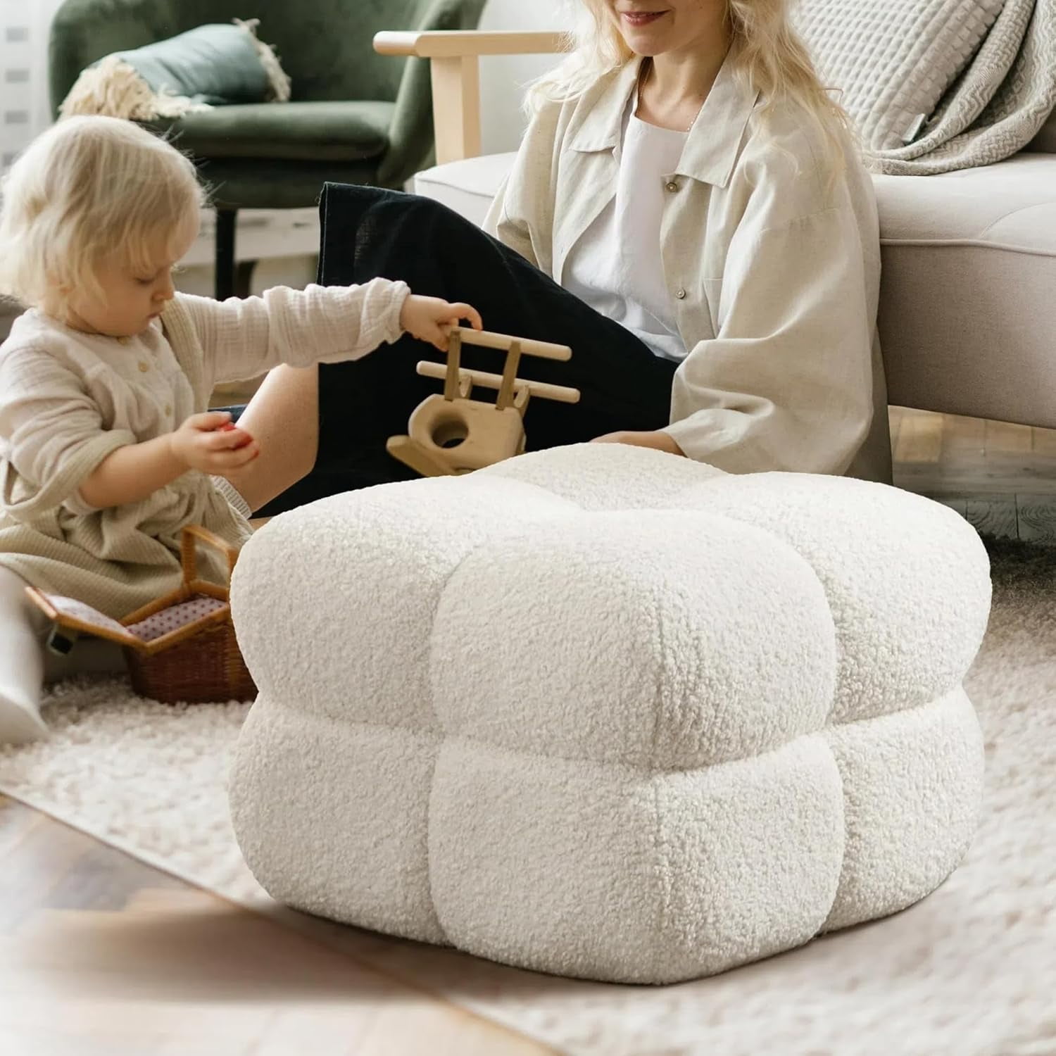 Zesthouse Square Pouf Ottoman, Modern Ottoman Coffee Table for Living ...
