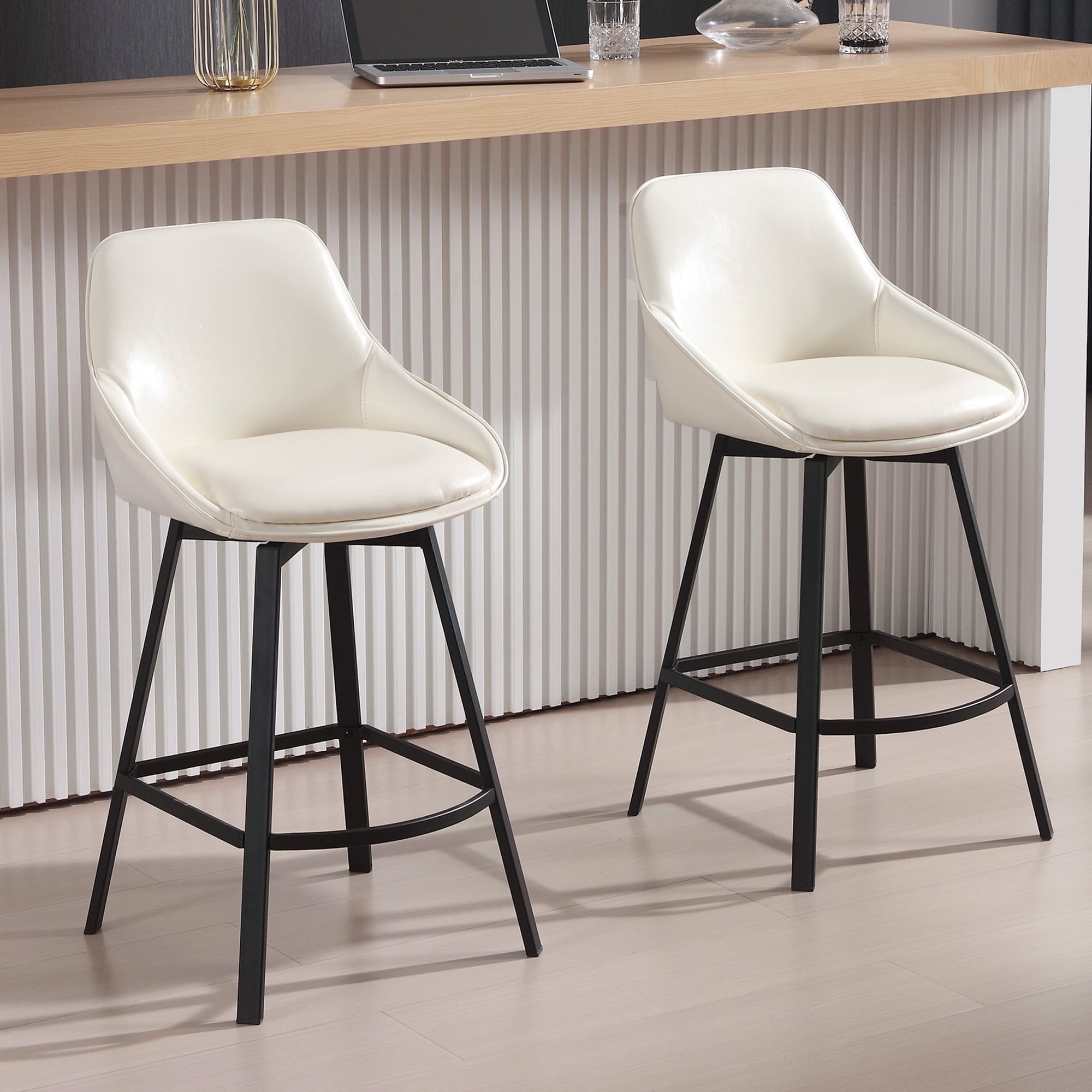 Zesthouse 25.6" Swivel Counter Height Bar Stools Set of 2, Modern ...